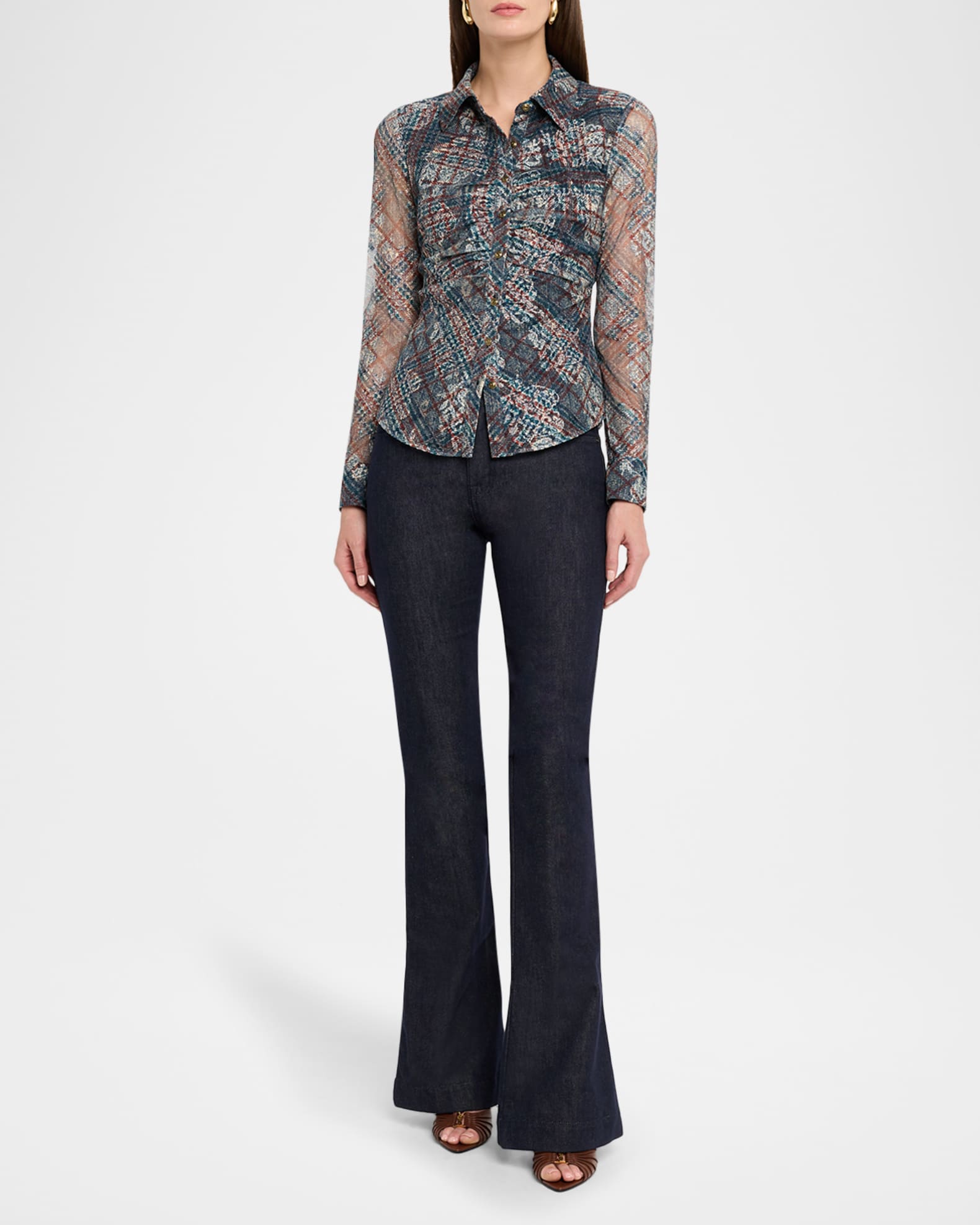 Ramy Brook Plaid Hamilton Button-Front Blouse | Neiman Marcus