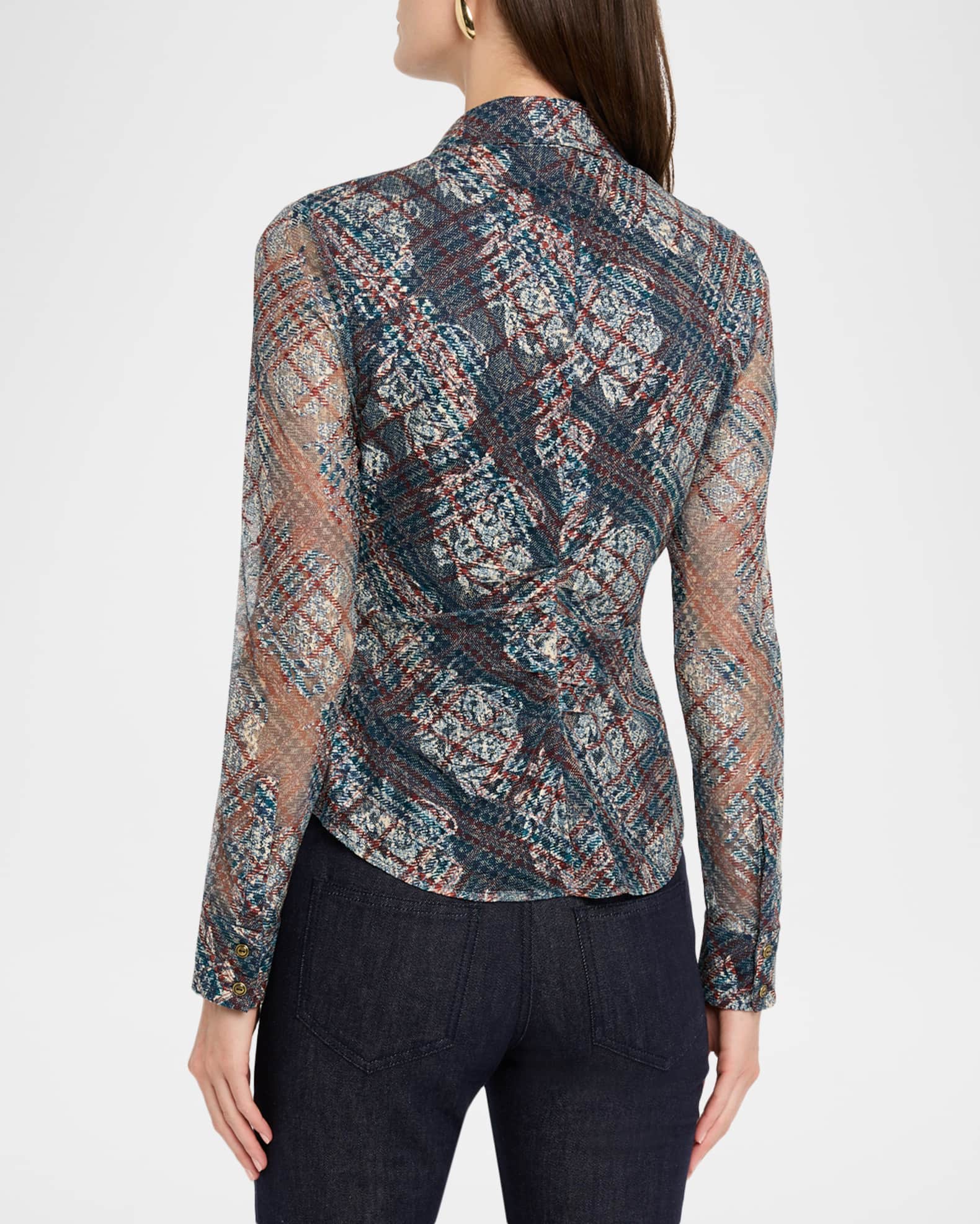 Ramy Brook Plaid Hamilton Button-Front Blouse | Neiman Marcus