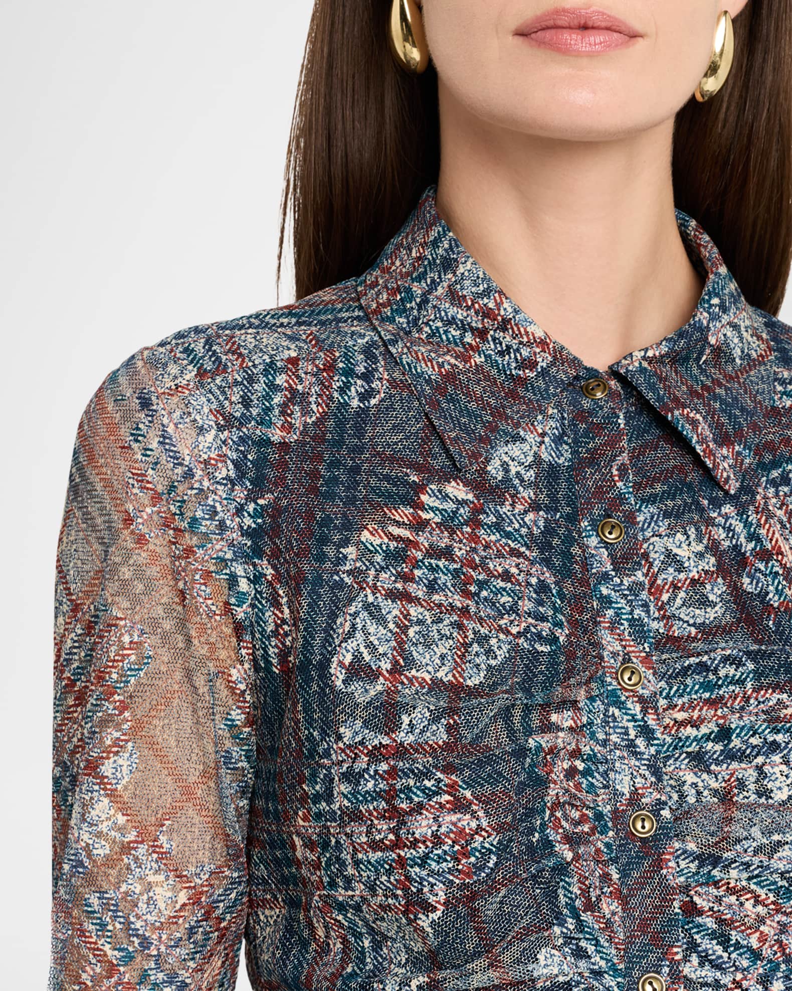 Ramy Brook Plaid Hamilton Button-Front Blouse | Neiman Marcus