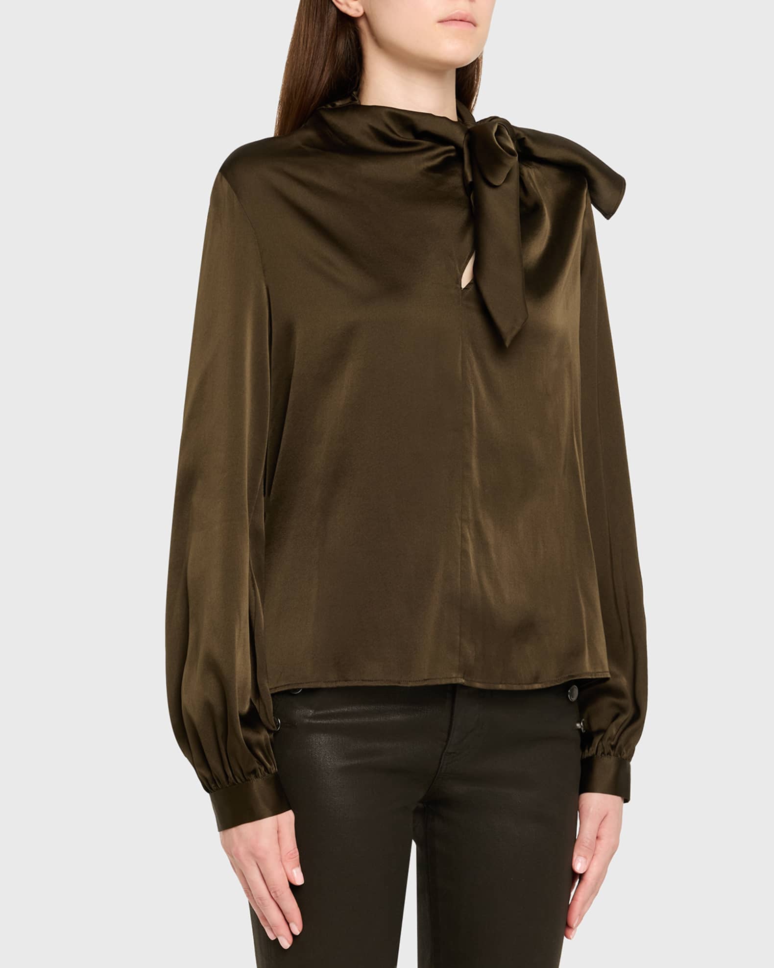 Ramy Brook Harry Tie-Neck Silk Blouse | Neiman Marcus
