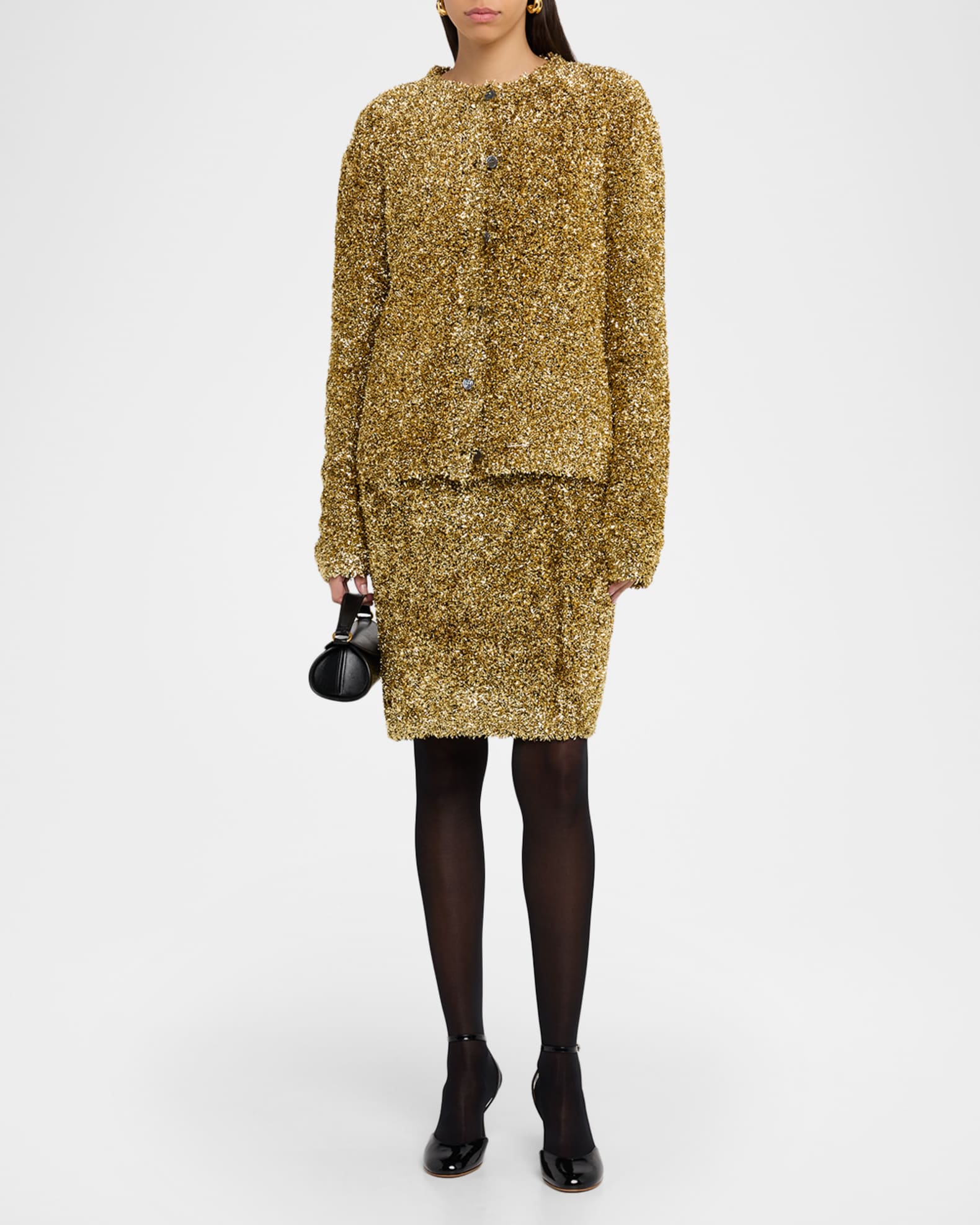 ZANKOV Moro Metallic Textured Pencil Skirt | Neiman Marcus