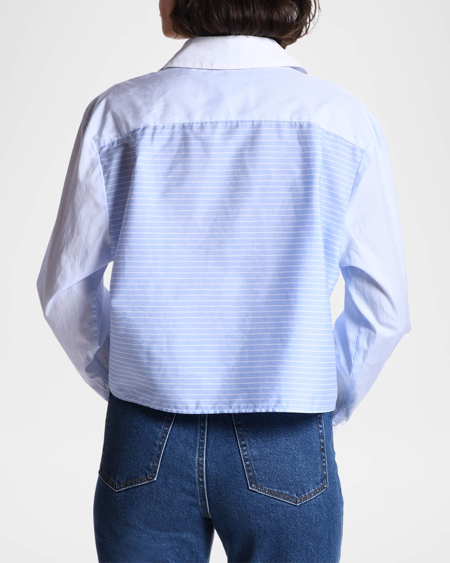 CISSA The Shorty Mixed Stripe Cropped Shirt | Neiman Marcus