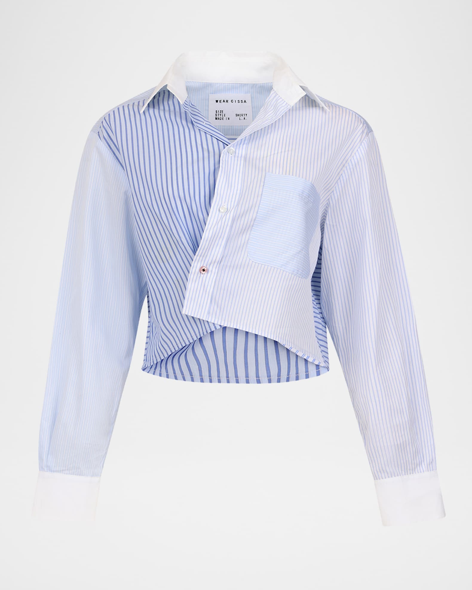 CISSA The Shorty Mixed Stripe Cropped Shirt | Neiman Marcus