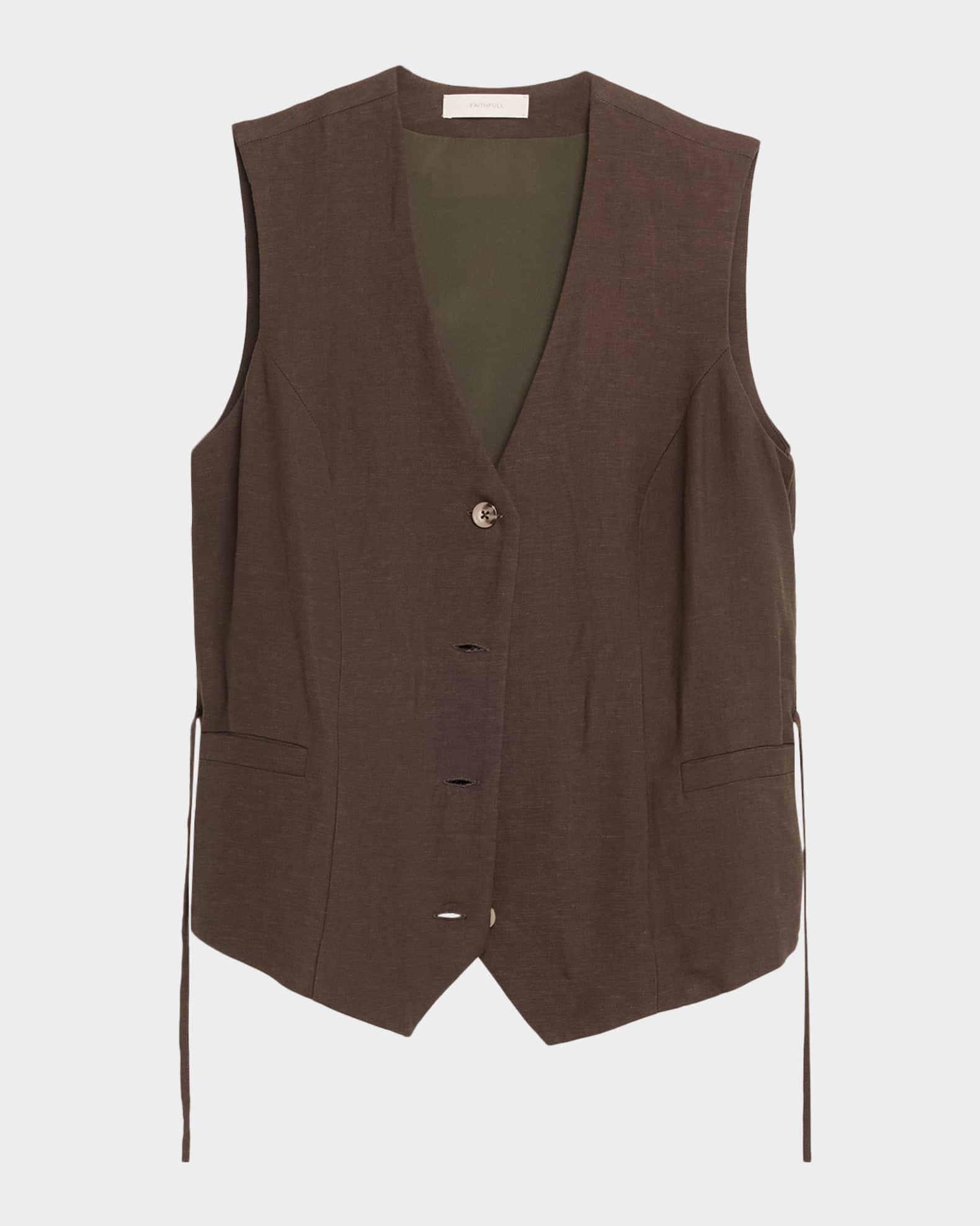Faithfull the Brand Eva Linen-Blend Vest | Neiman Marcus