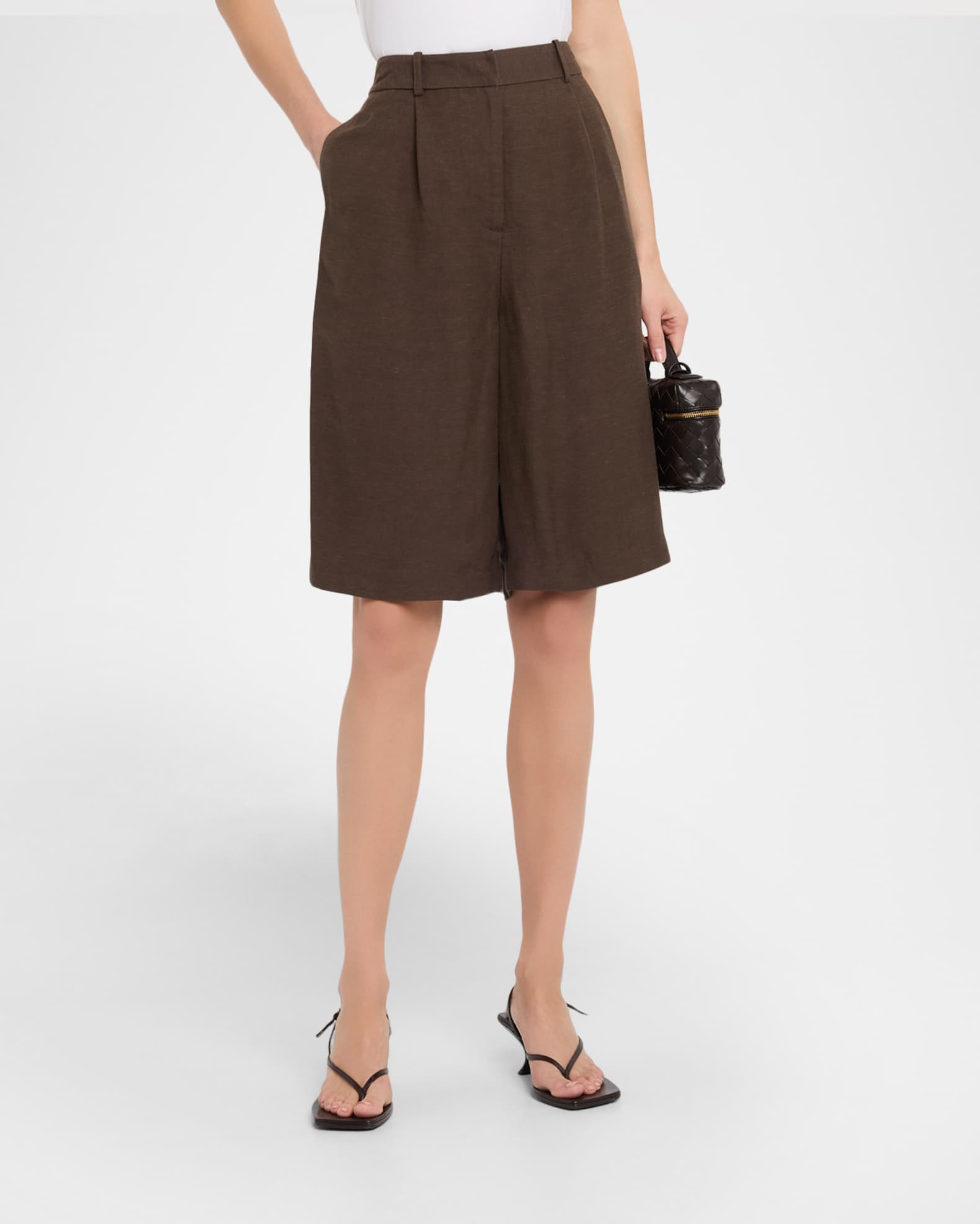 Faithfull the Brand Astrid Linen-Blend Bermuda Shorts | Neiman Marcus