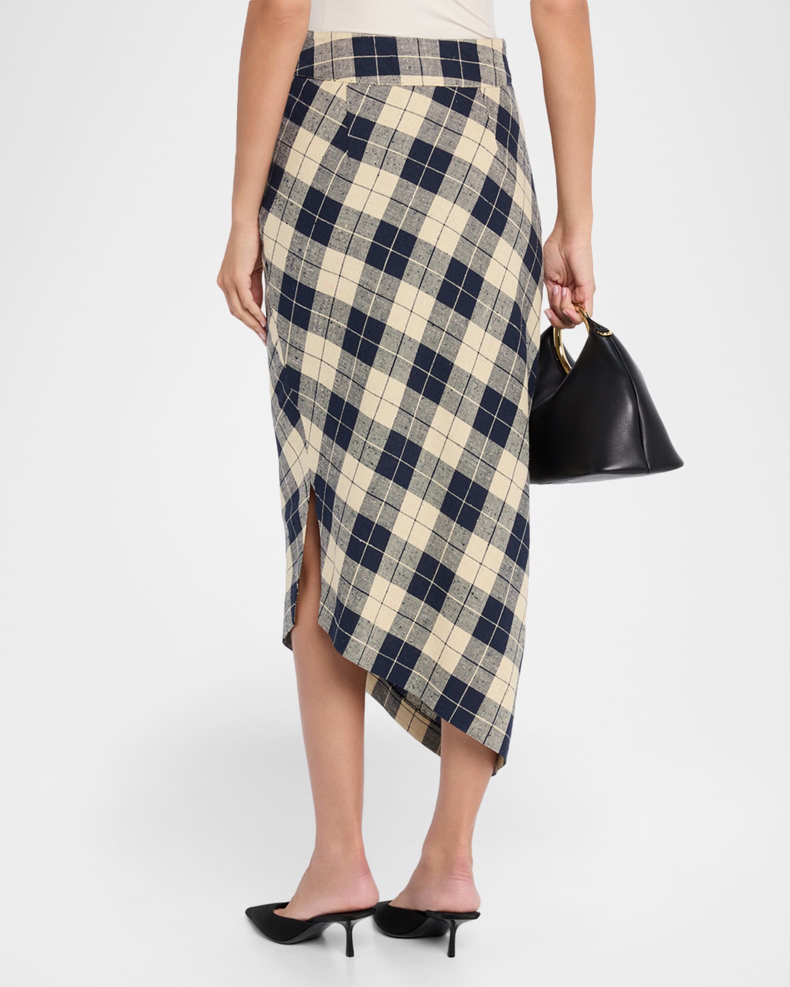 Smythe Plaid Asymmetrical Silk-Blend Skirt | Neiman Marcus