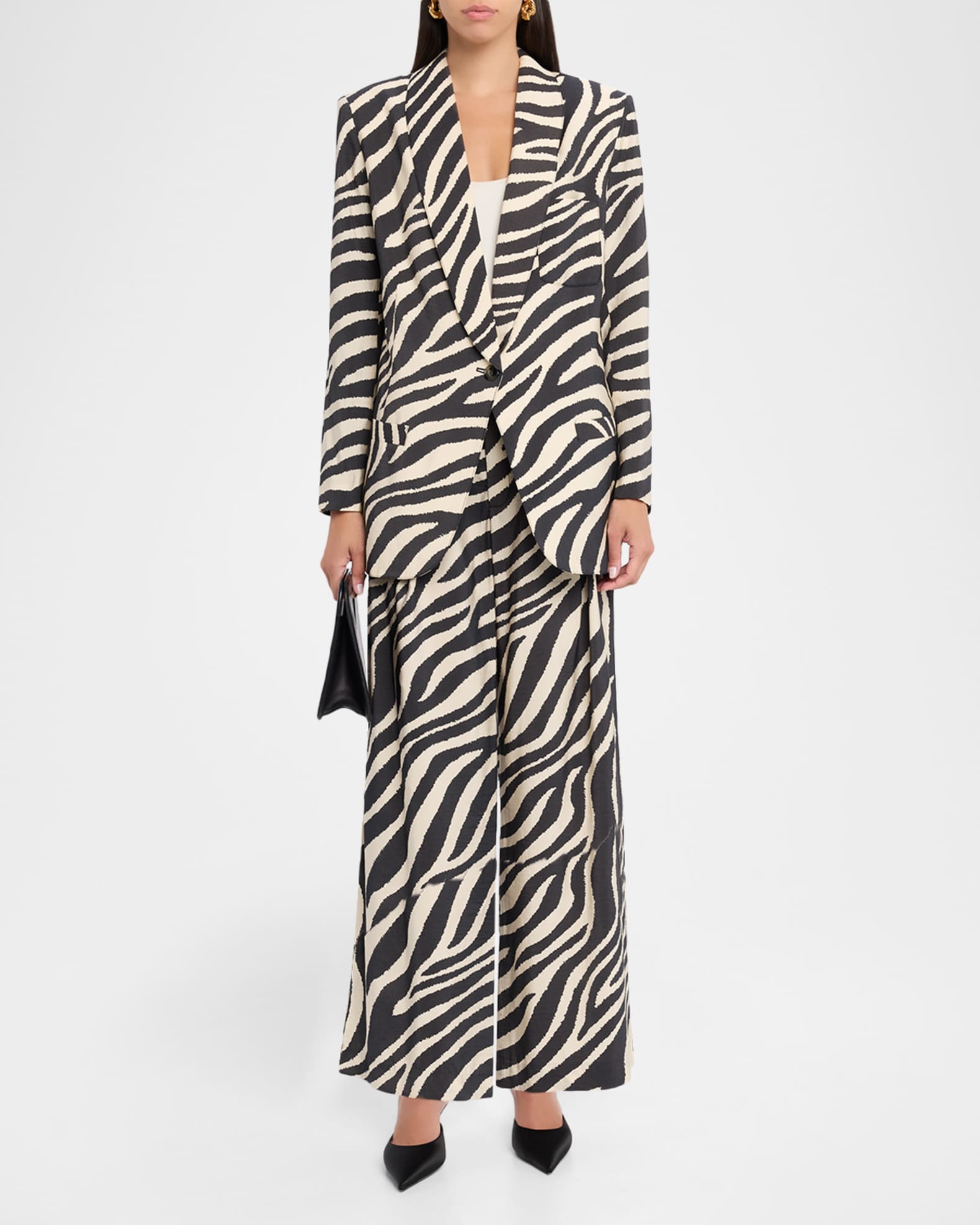 Smythe Zebra Cropped Pleated Trousers | Neiman Marcus