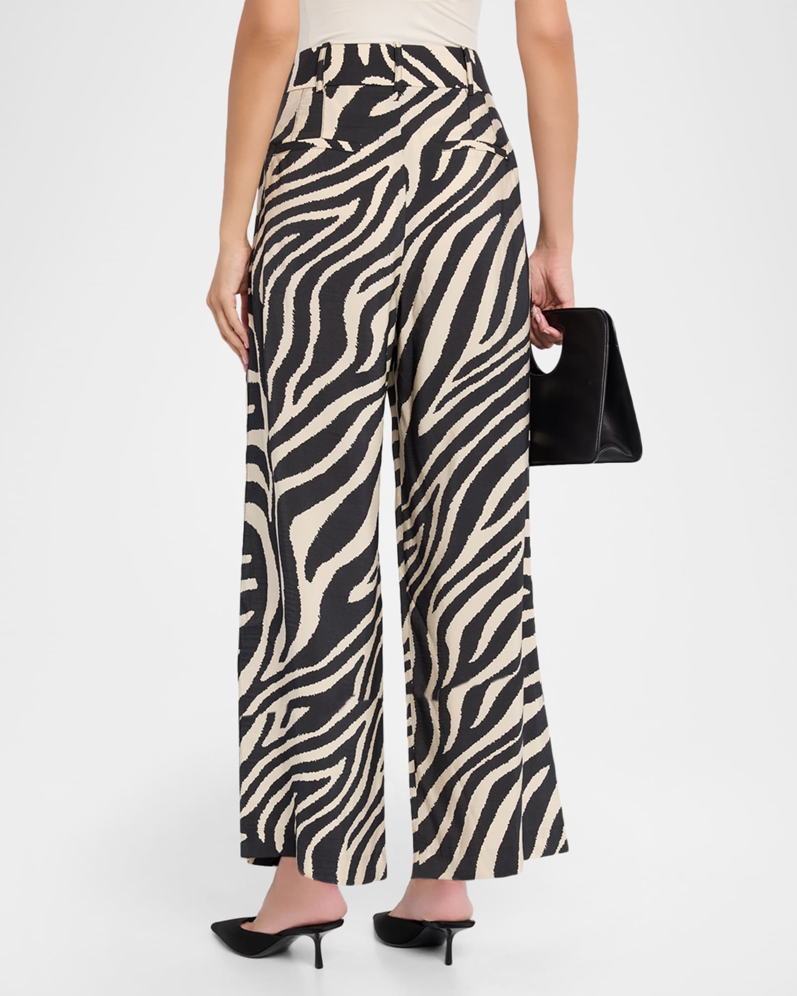 Smythe Zebra Cropped Pleated Trousers | Neiman Marcus