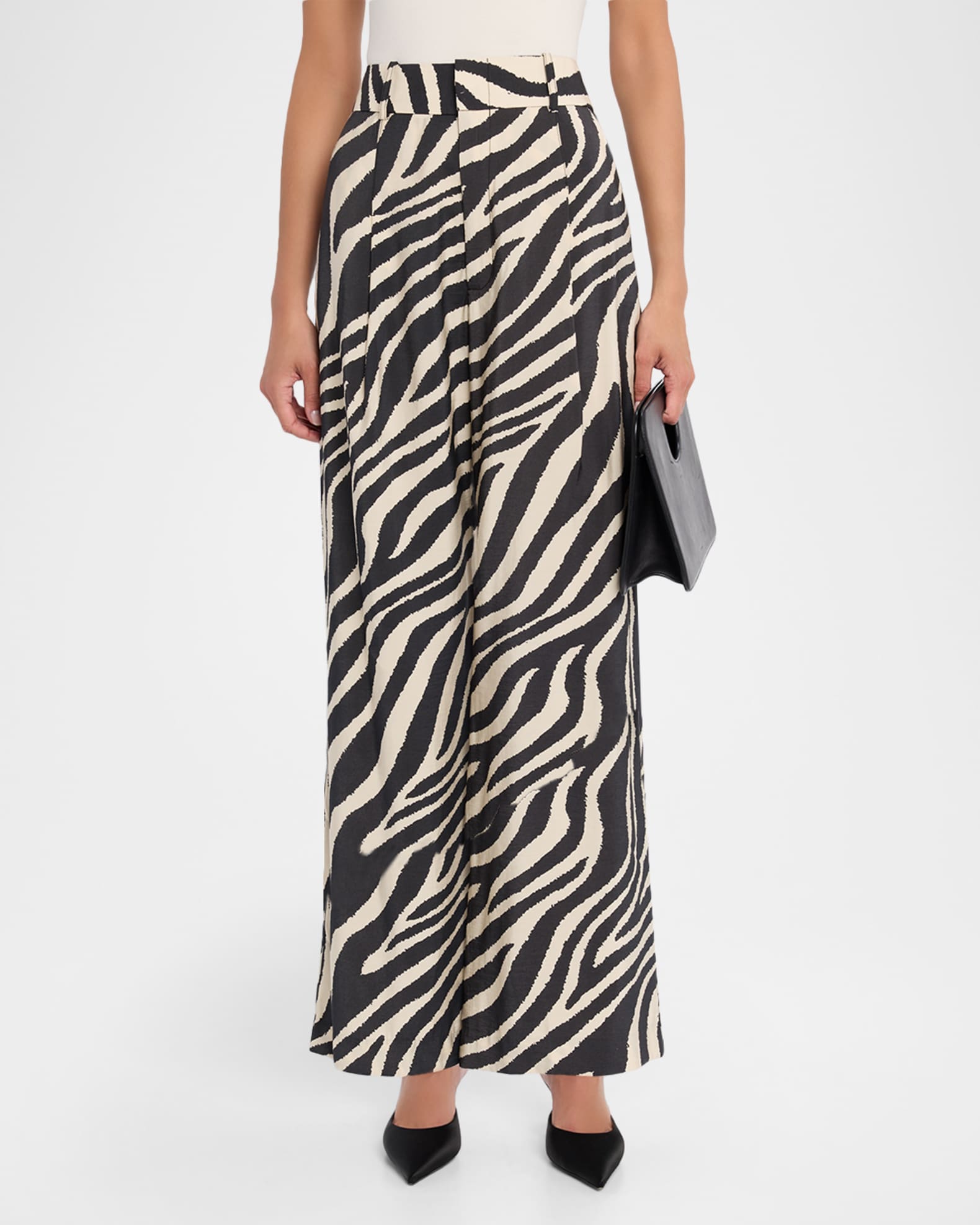 Smythe Zebra Cropped Pleated Trousers | Neiman Marcus