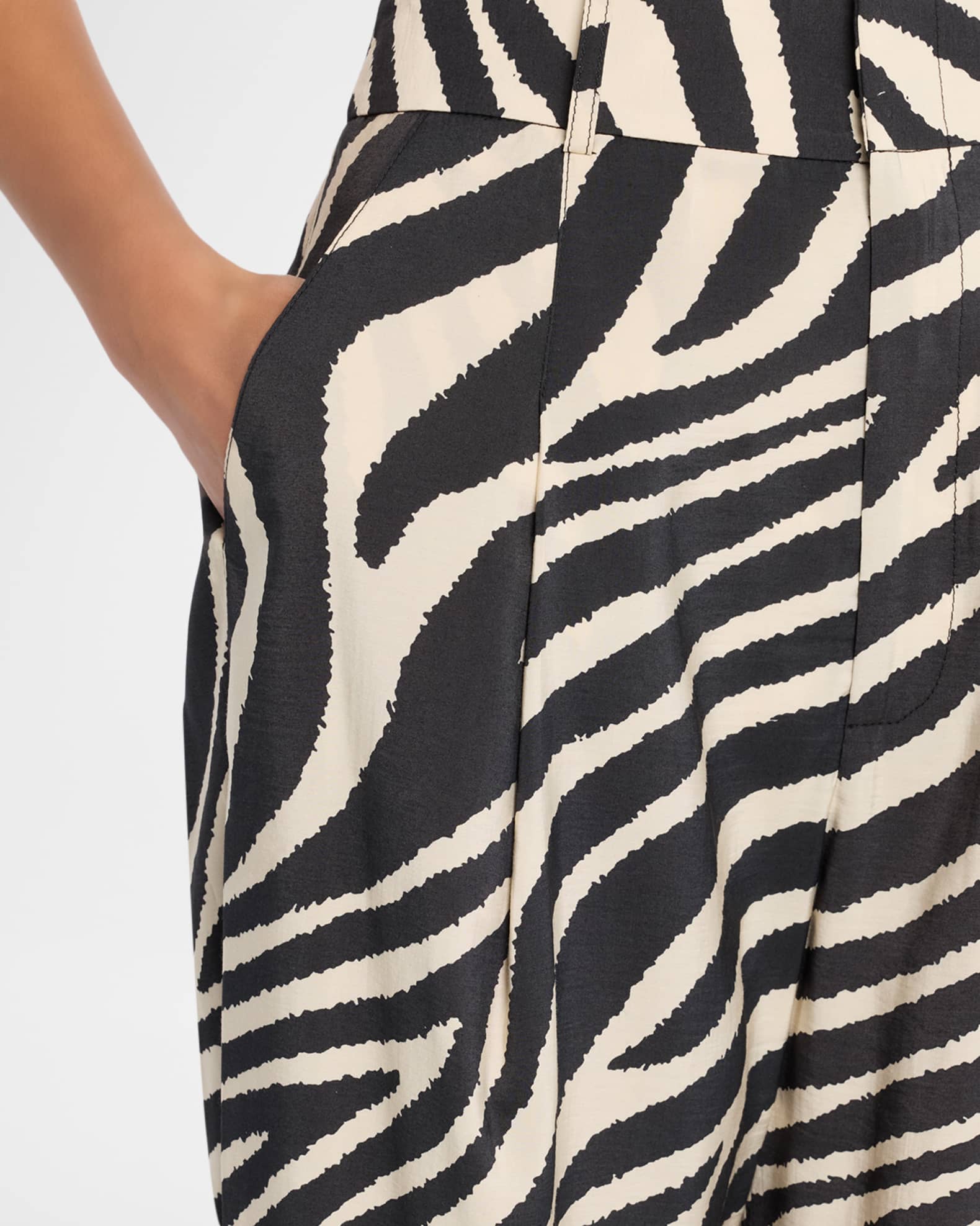 Smythe Zebra Cropped Pleated Trousers | Neiman Marcus