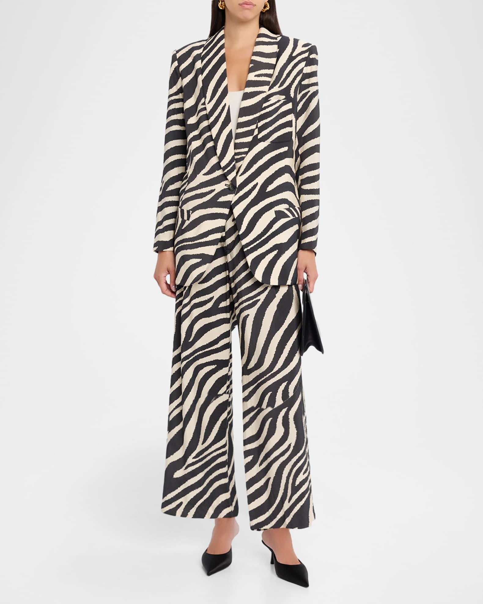 Smythe Zebra Shawl Collar Oversized Blazer | Neiman Marcus