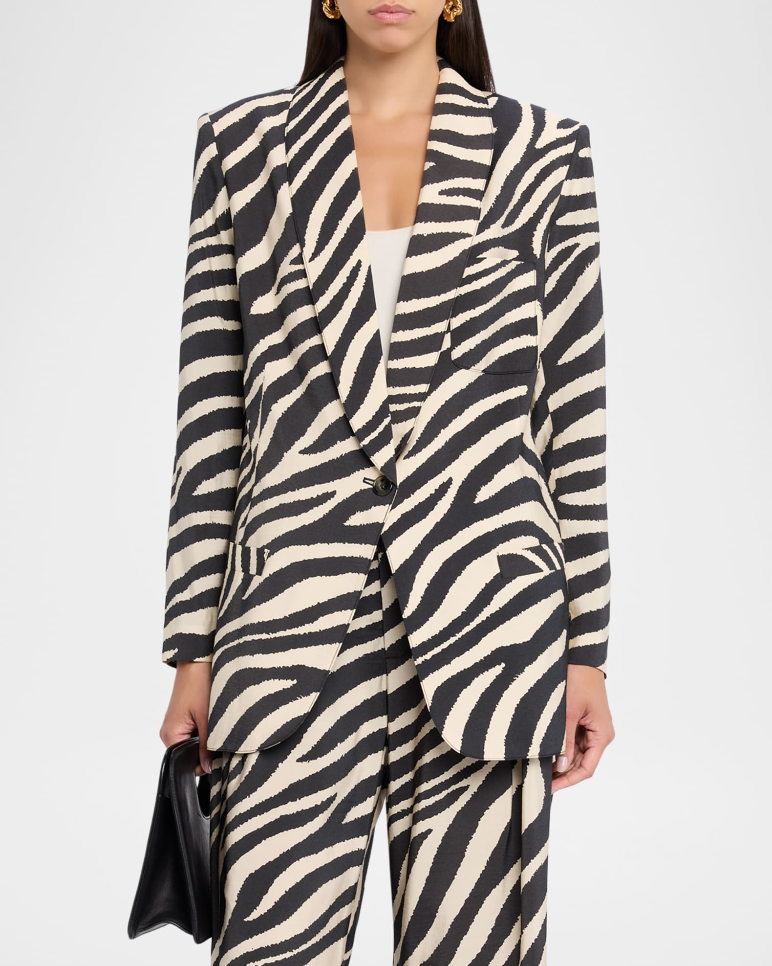 Smythe Zebra Shawl Collar Oversized Blazer | Neiman Marcus
