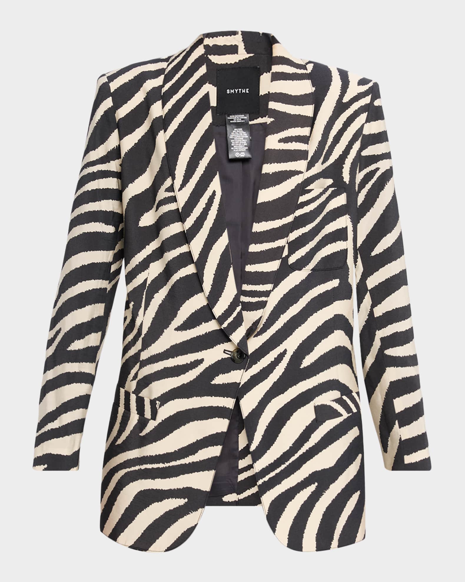 Smythe Zebra Shawl Collar Oversized Blazer | Neiman Marcus