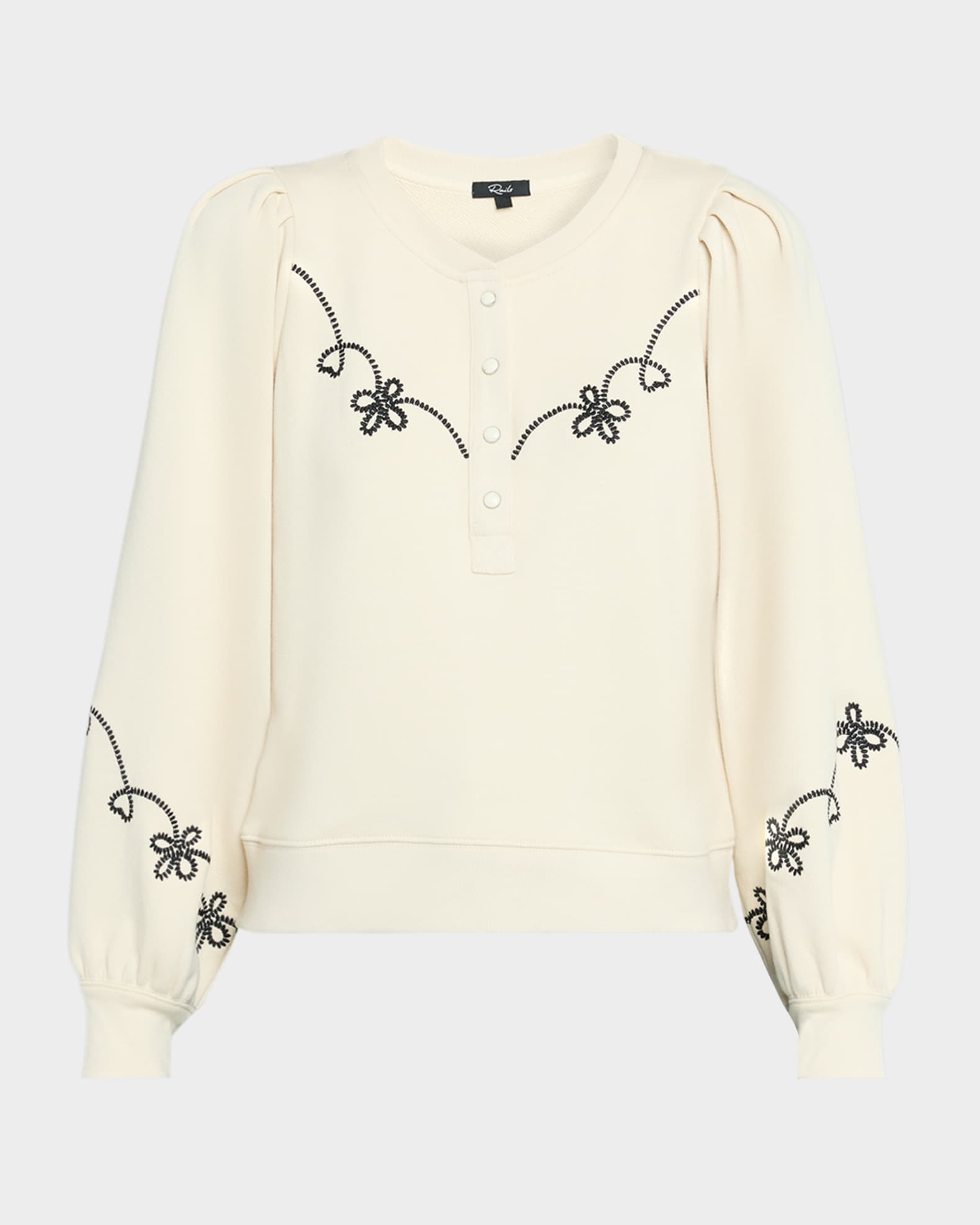Rails Hanne Embroidered Henley Sweatshirt | Neiman Marcus