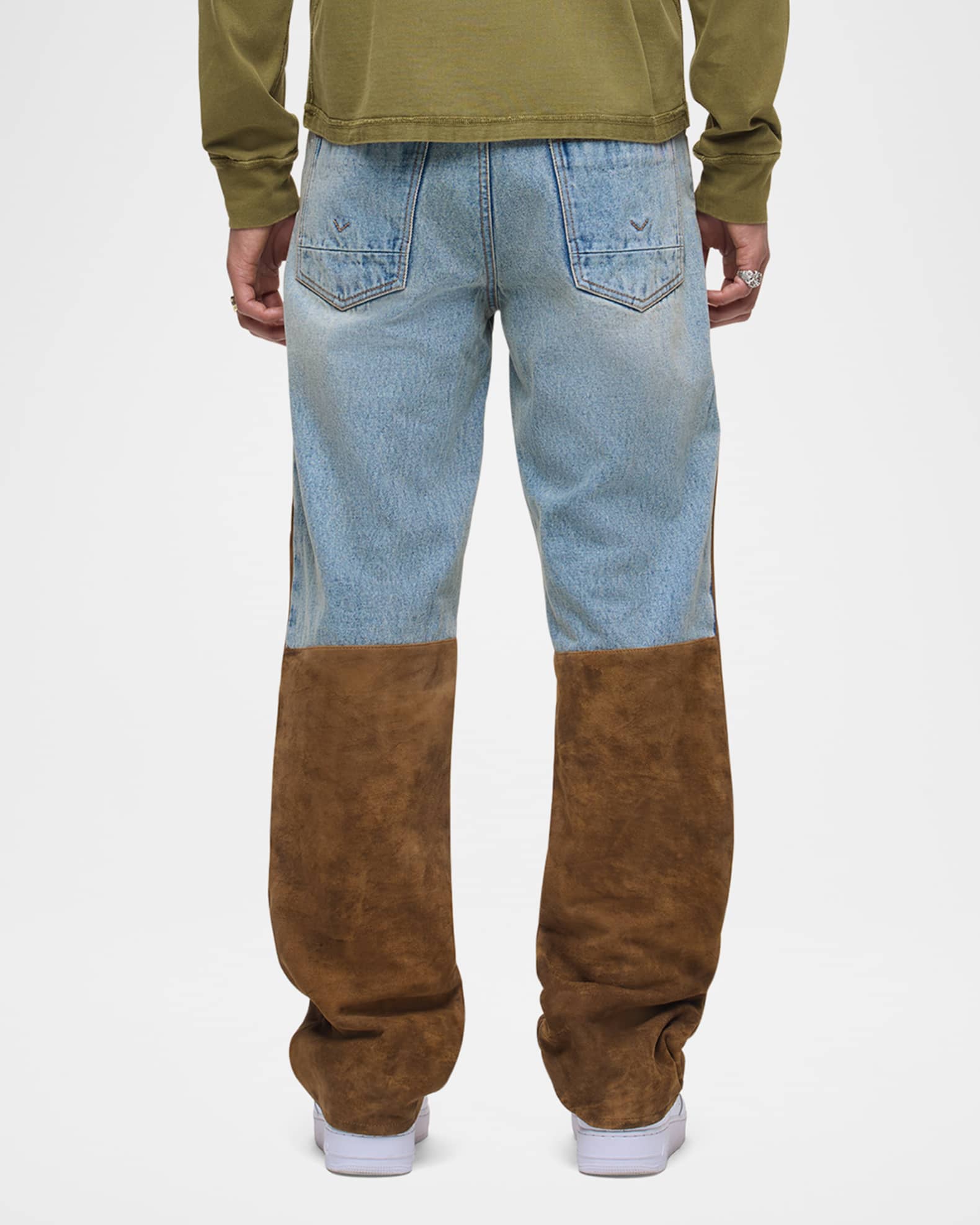 Hudson Men's Denim and Suede Work Pants | Neiman Marcus