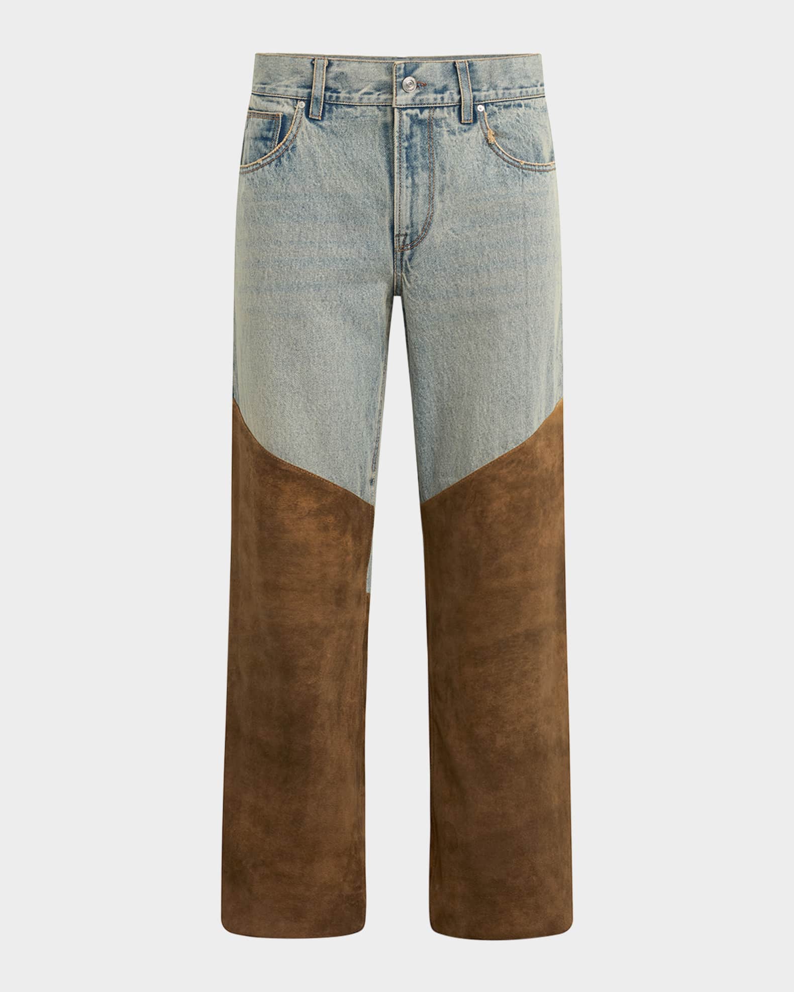 Hudson Men's Denim and Suede Work Pants | Neiman Marcus