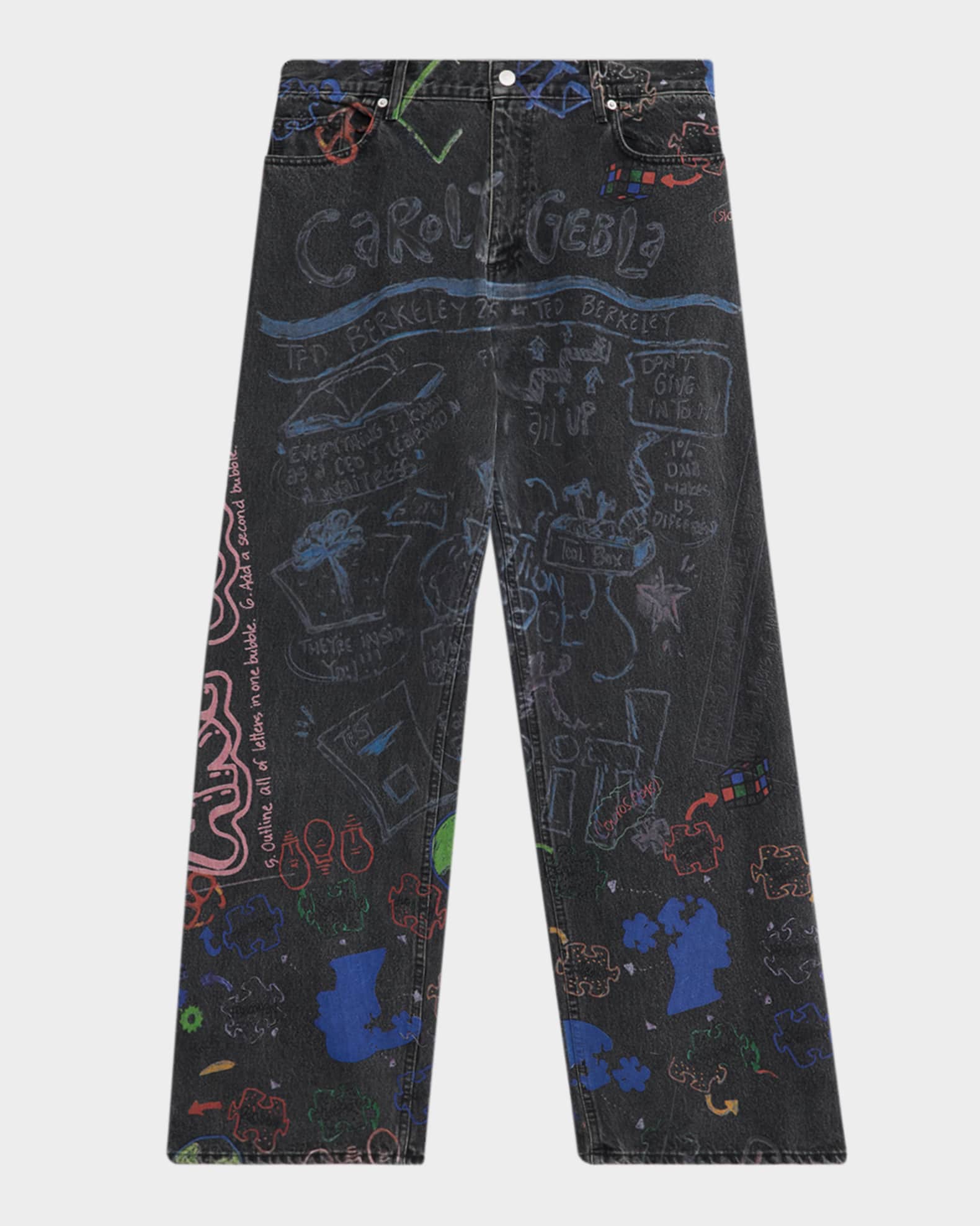 EZR Men's Baggy Straight Fit Multi-Artwork Jeans | Neiman Marcus