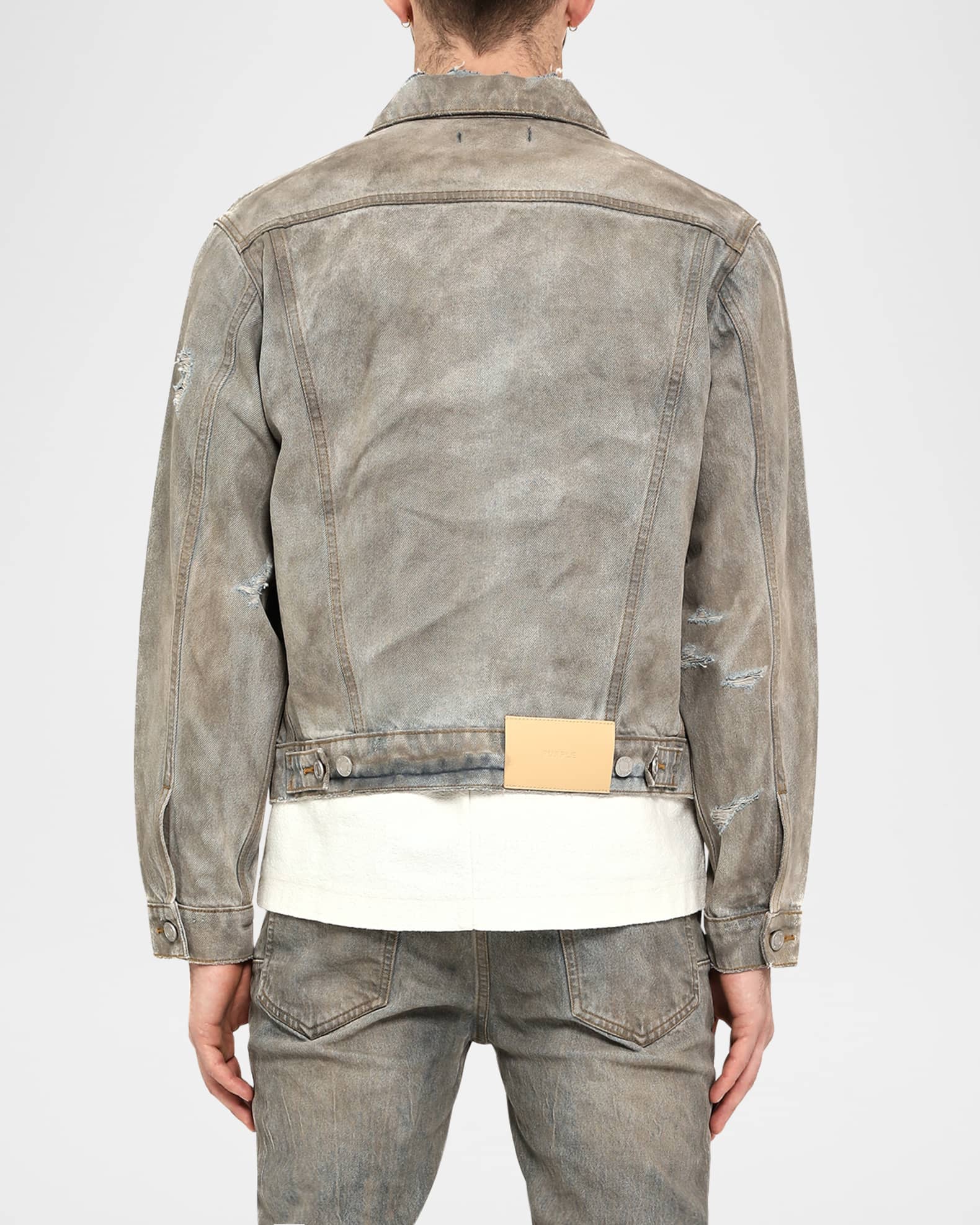 PURPLE Men's Arcilla Dirty Denim Jacket | Neiman Marcus