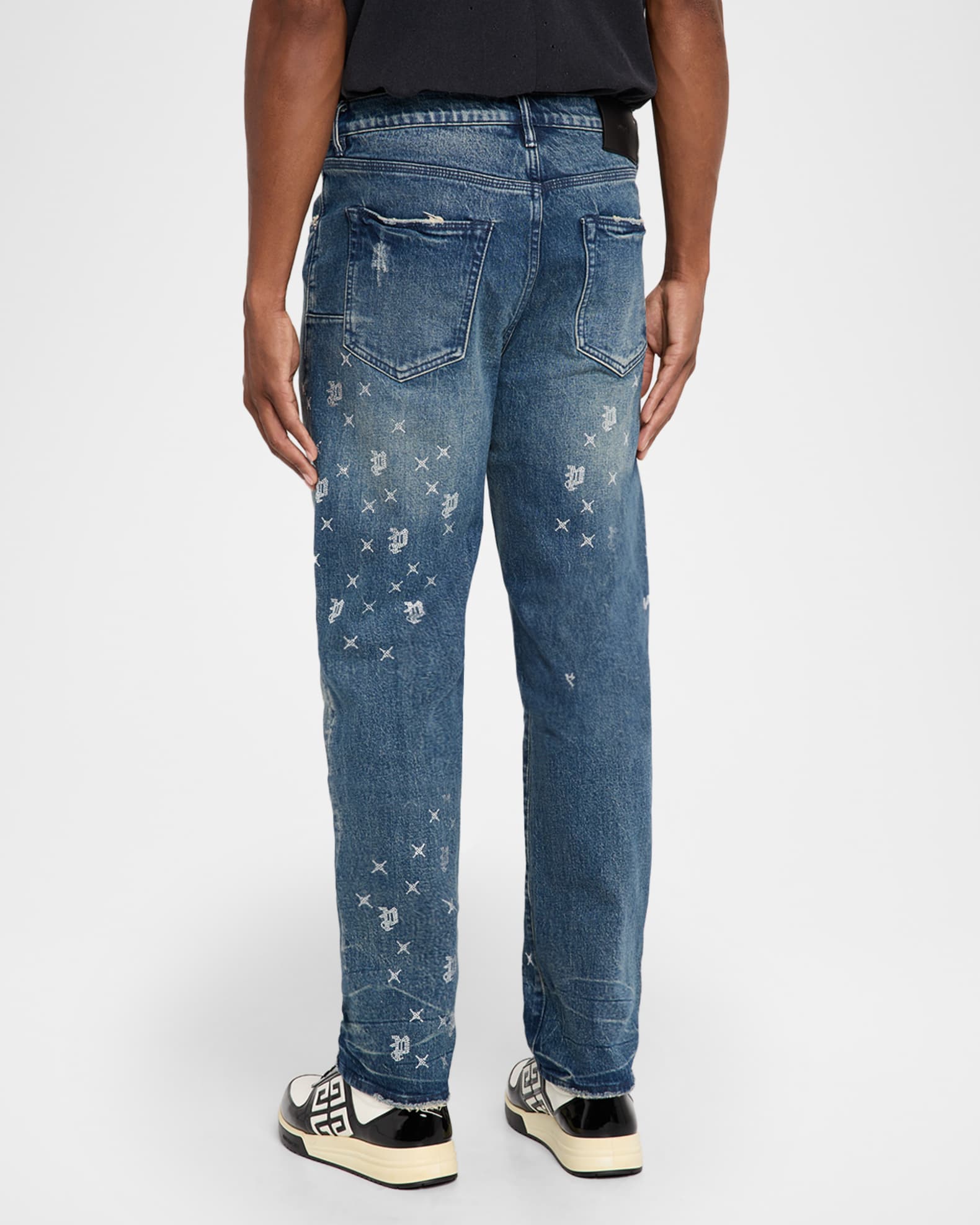 PURPLE Men's P005 Vintage Monogram Bling Jeans | Neiman Marcus