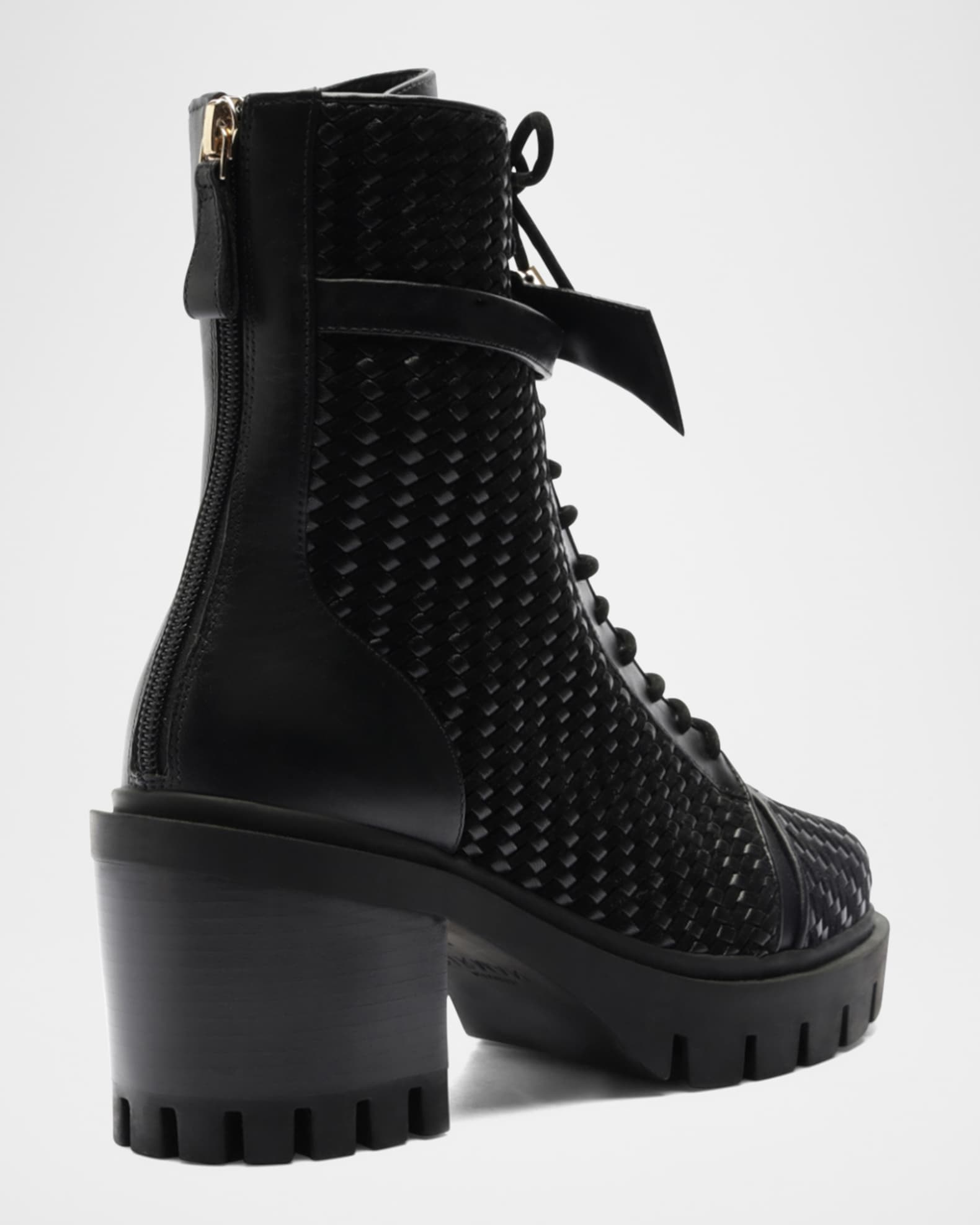 Alexandre Birman Tresse Leather Combat Boots | Neiman Marcus