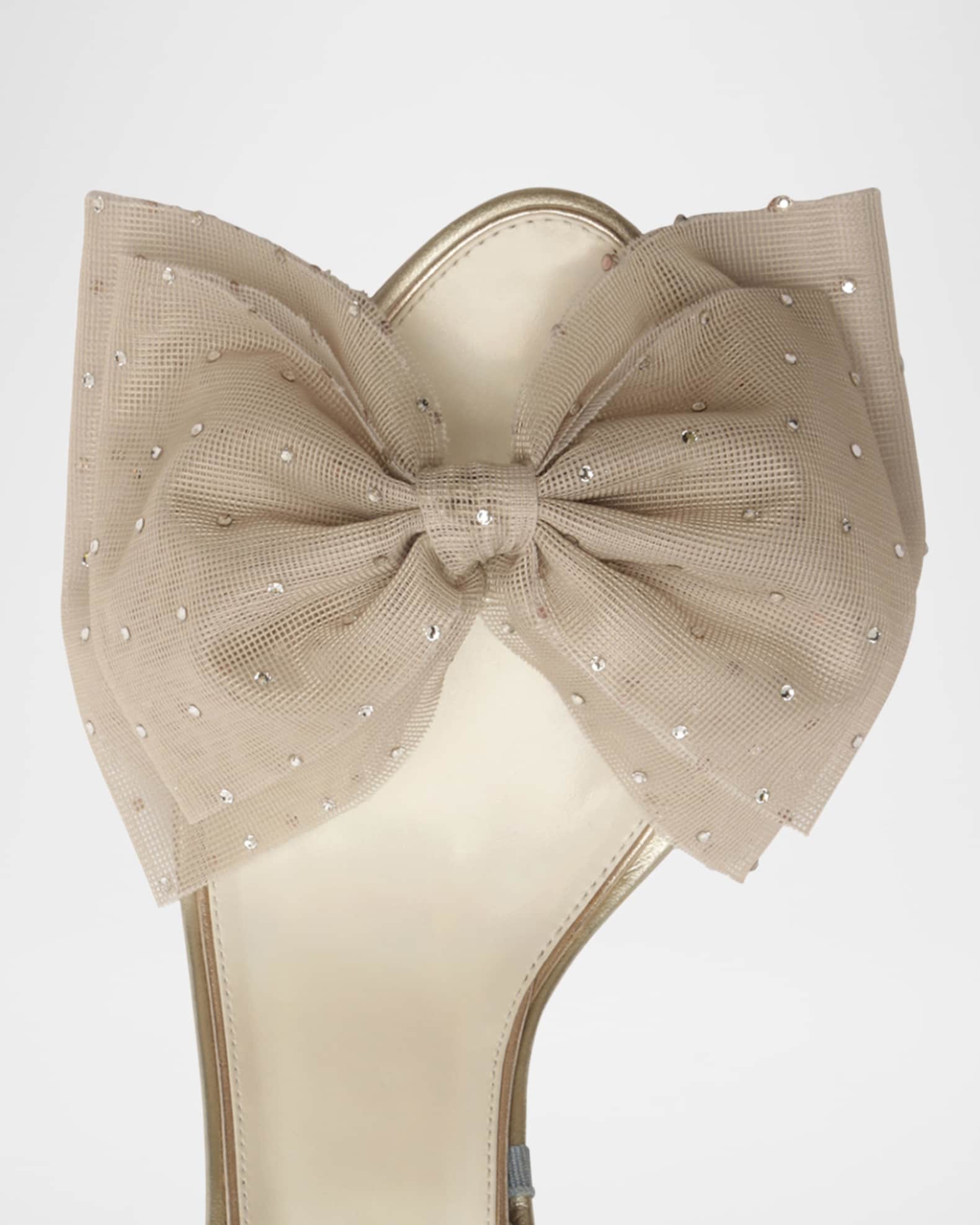 Alexandre Birman Isabelle Crystal Tulle Bow Bridal Pumps | Neiman Marcus
