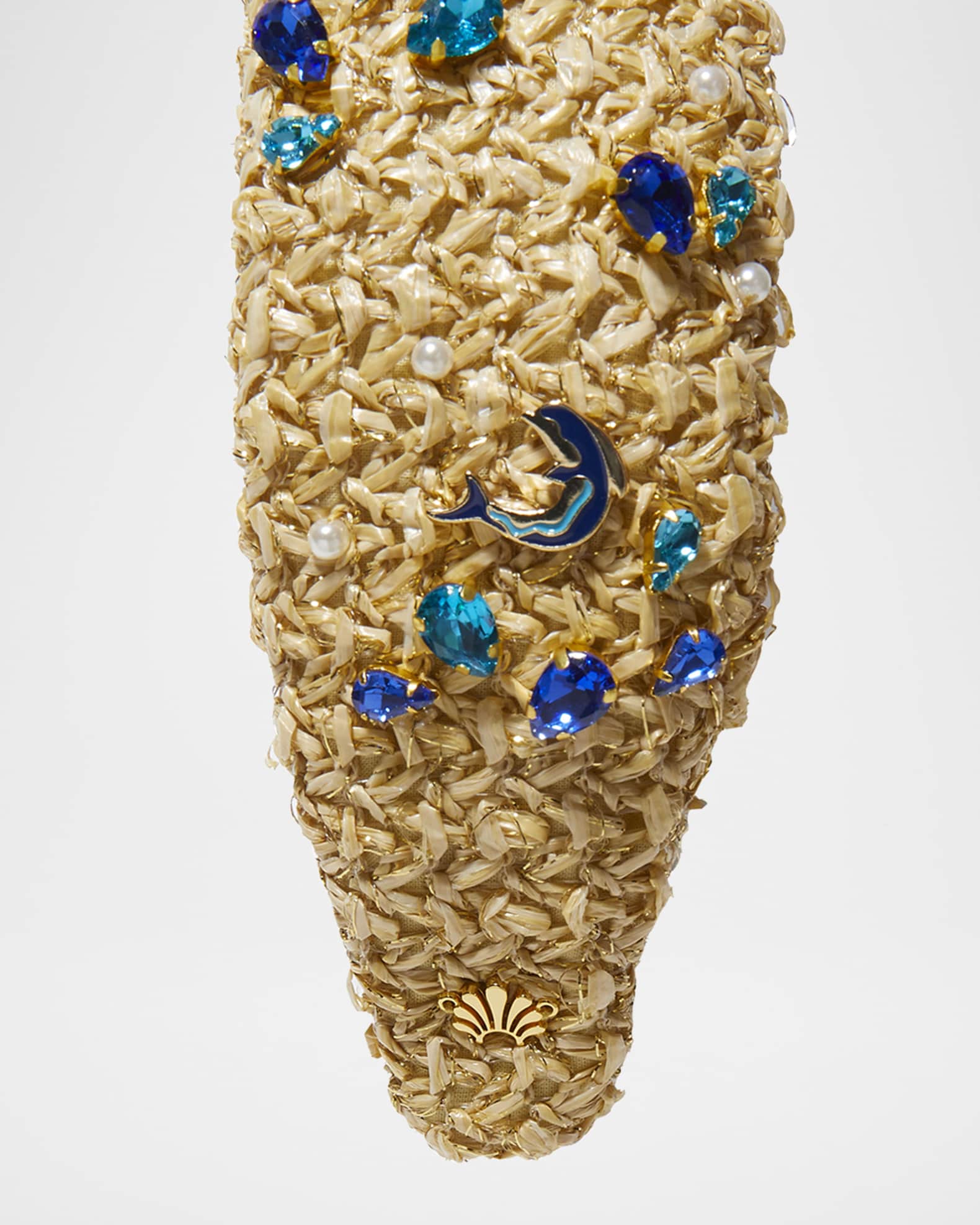 Lele Sadoughi Knotted Raffia Dolphin Embellished Headband | Neiman Marcus