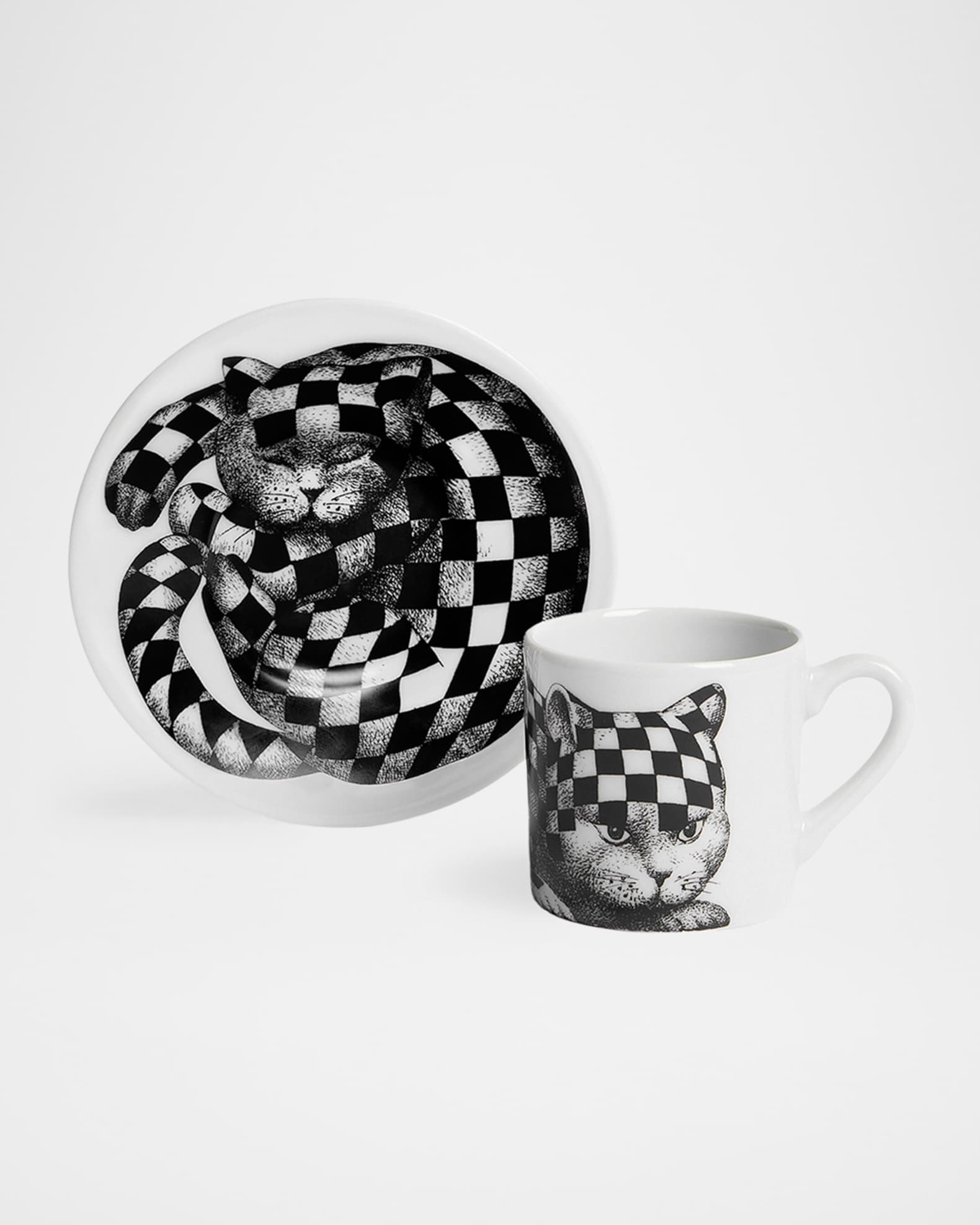 Fornasetti High Fidelity Checkered Coffee Mug | Neiman Marcus