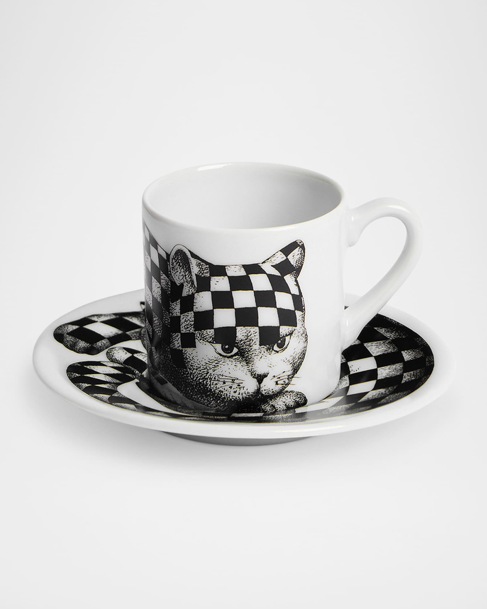 Fornasetti High Fidelity Checkered Coffee Mug | Neiman Marcus