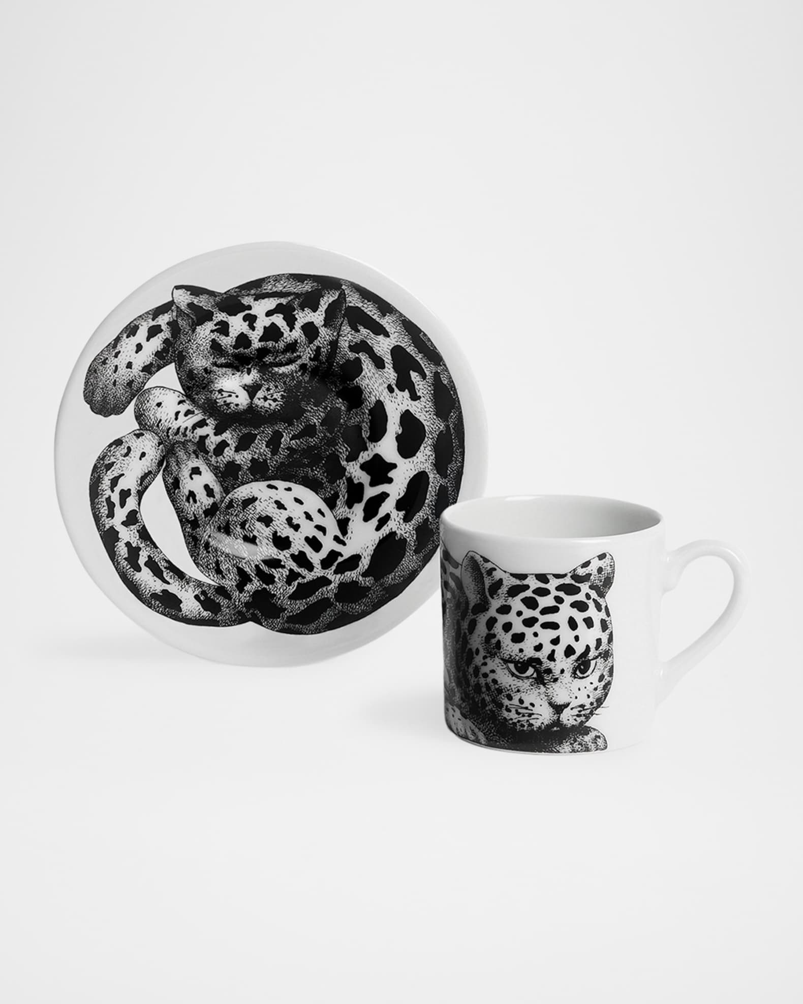 Fornasetti High Fidelity Leopard Print Coffee Mug | Neiman Marcus