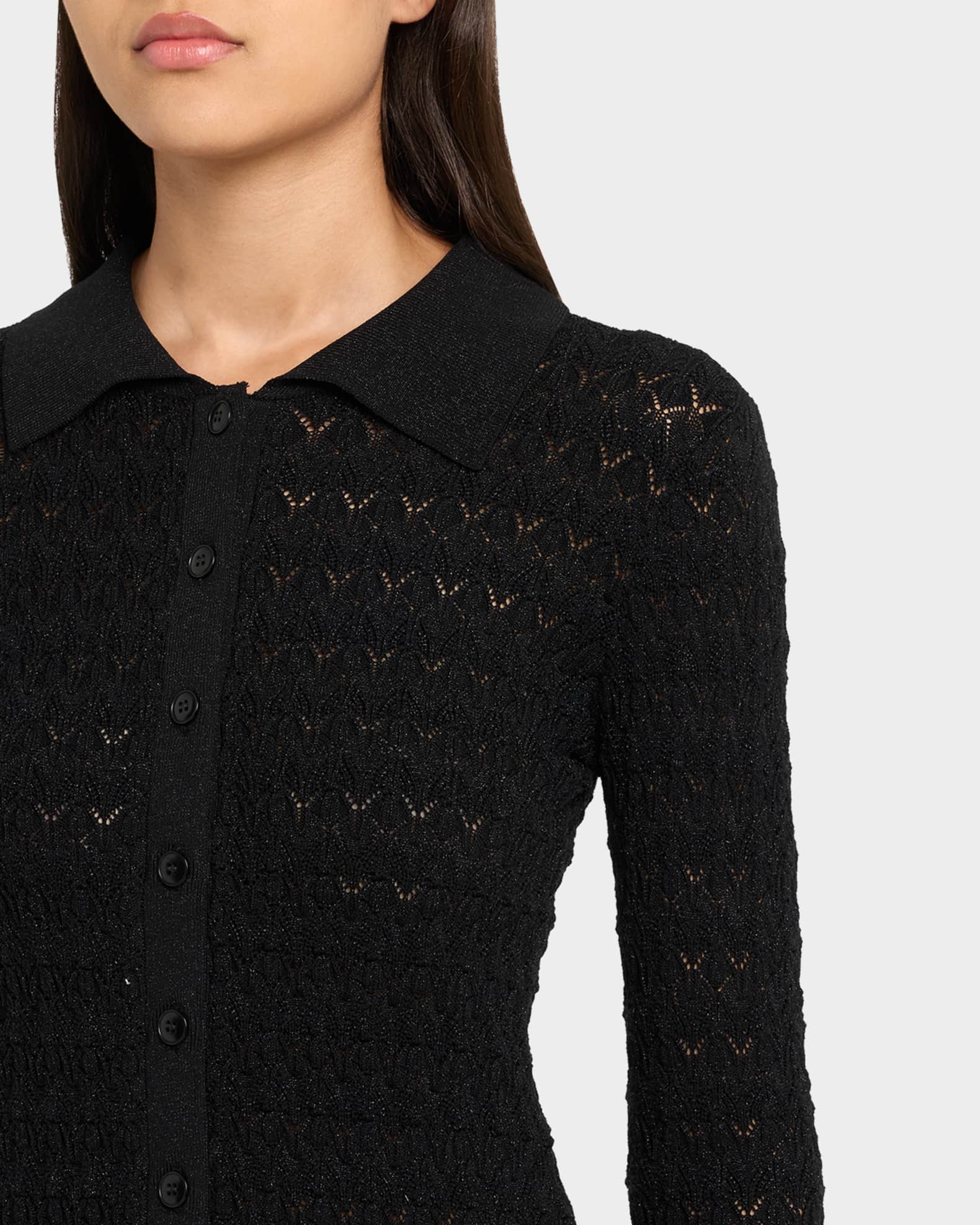 Sea Ruby Long-Sleeve Pointelle Knit Cardigan | Neiman Marcus