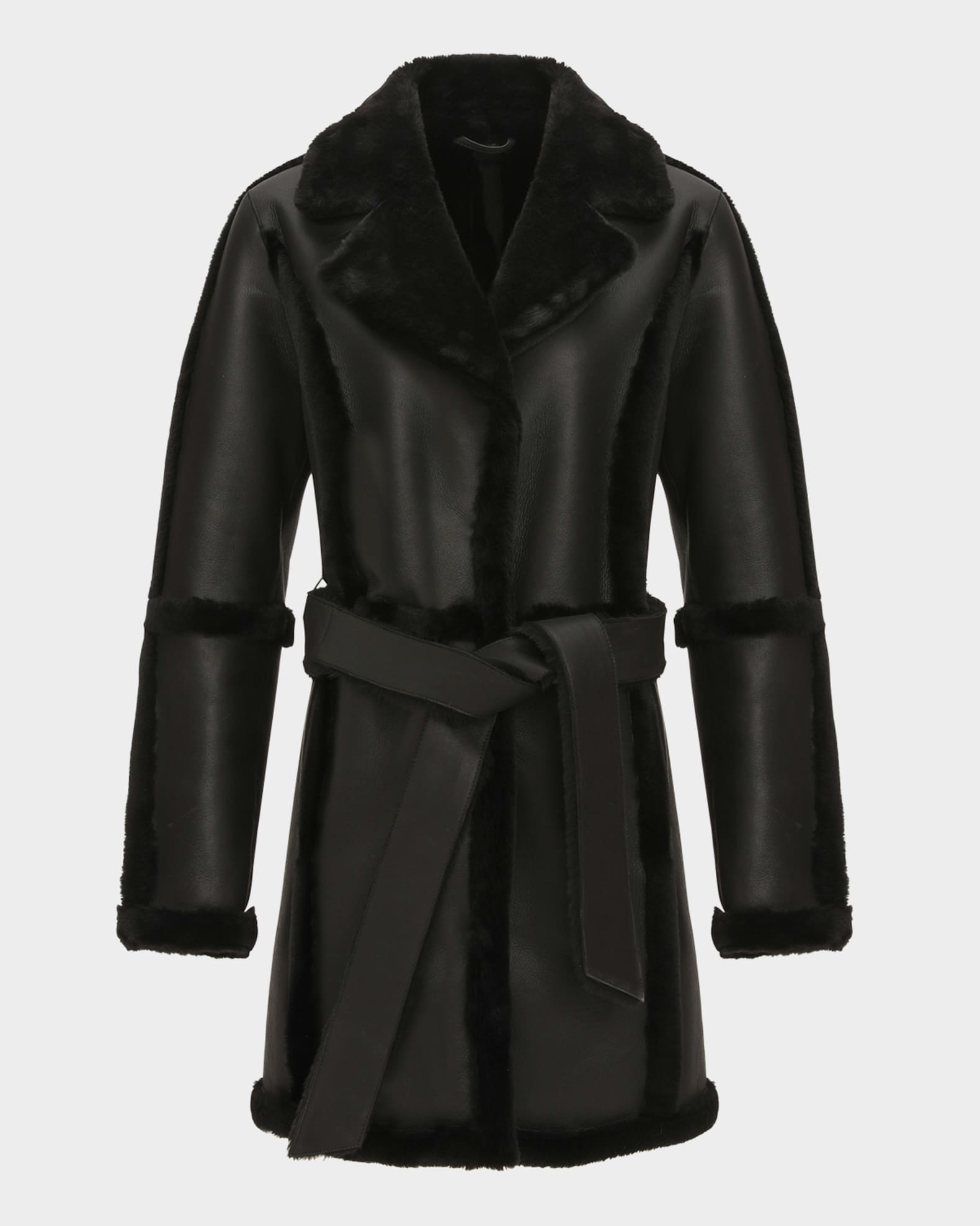 Gorski Merino Lamb Shearling Stroller with Belt | Neiman Marcus