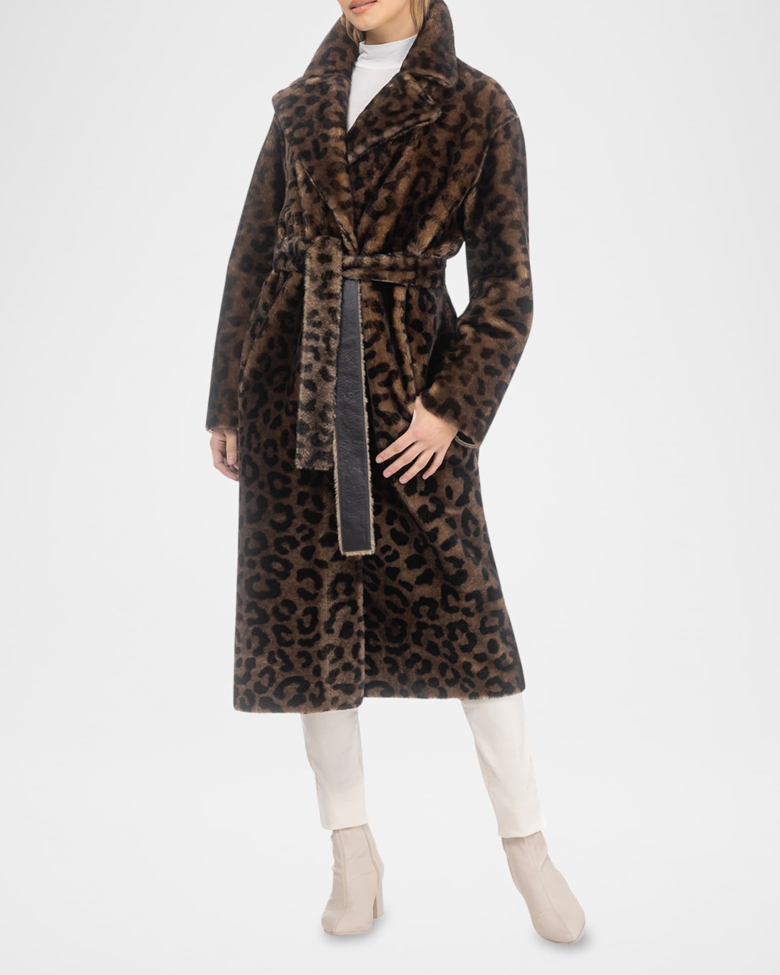 Gorski Reversible Leopard-Print Shearling Lamb Stroller With Belt ...