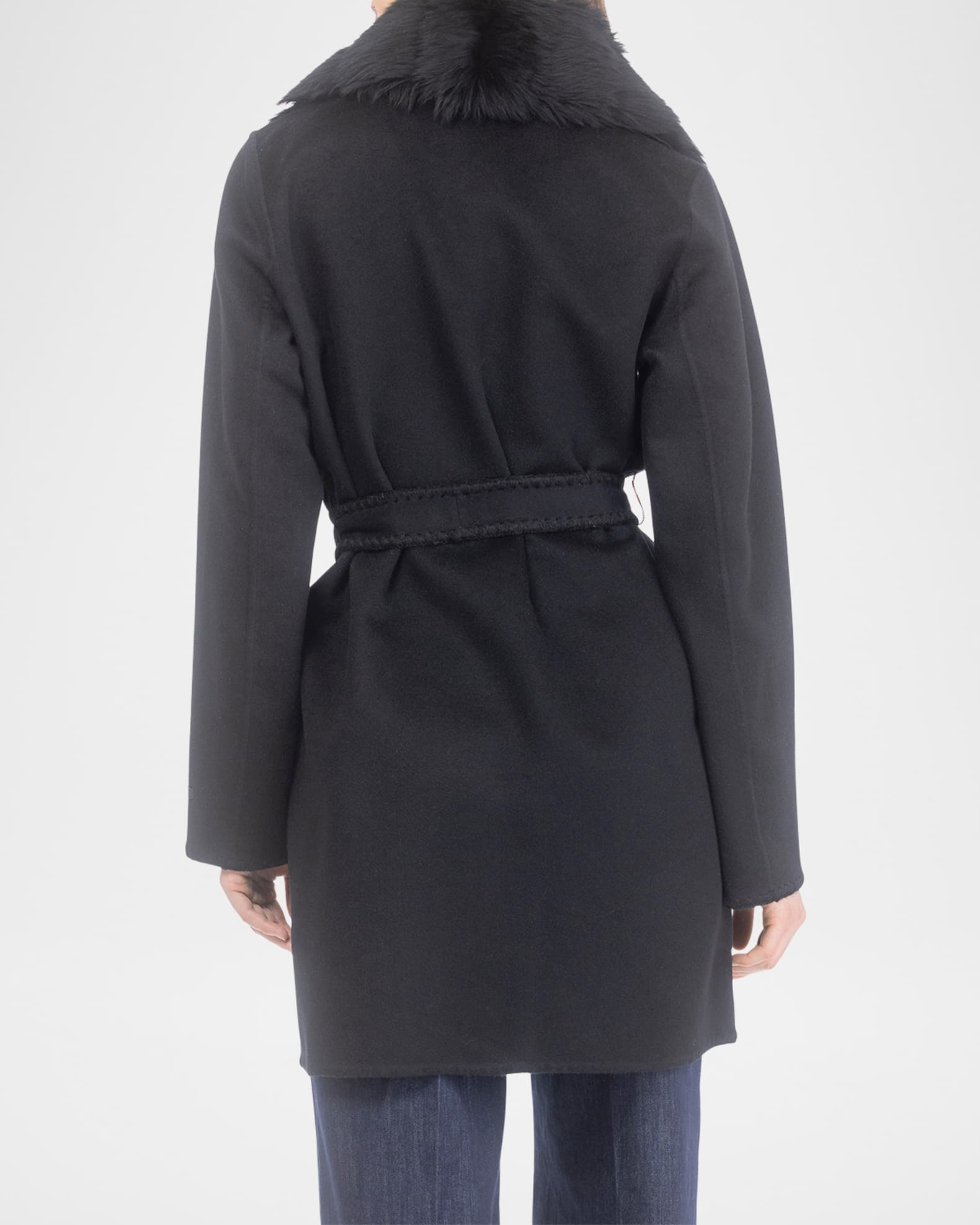 Gorski Belted Cashmere-Wool Stroller with Detachable Merinillo Lamb ...