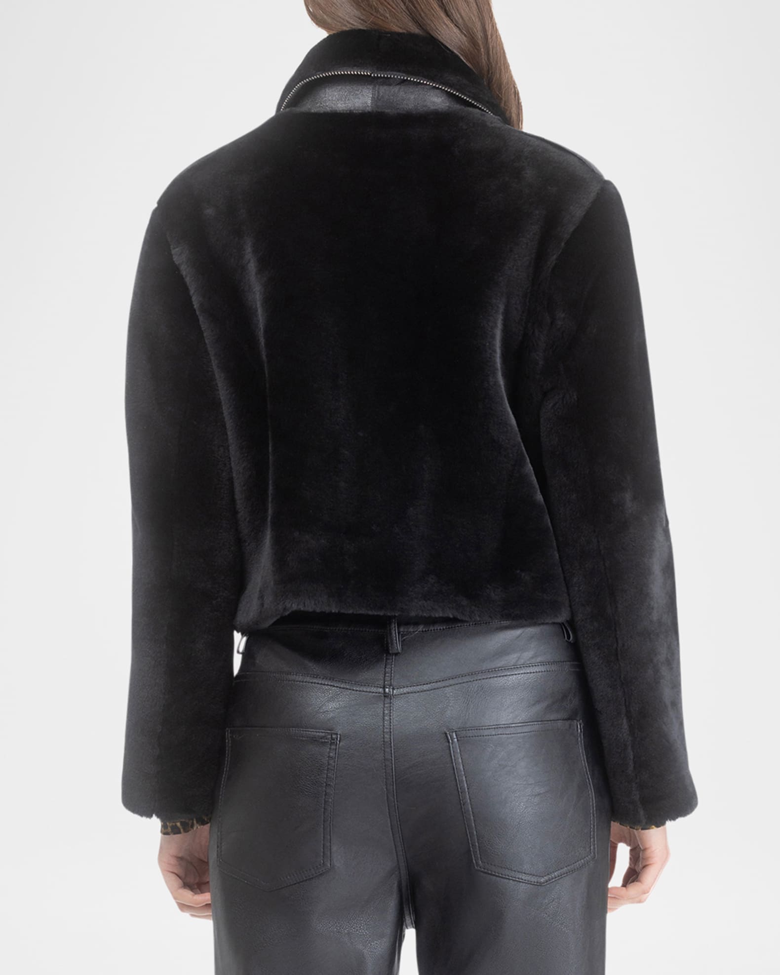 Gorski Shearling Lamb And Leather Moto Jacket | Neiman Marcus
