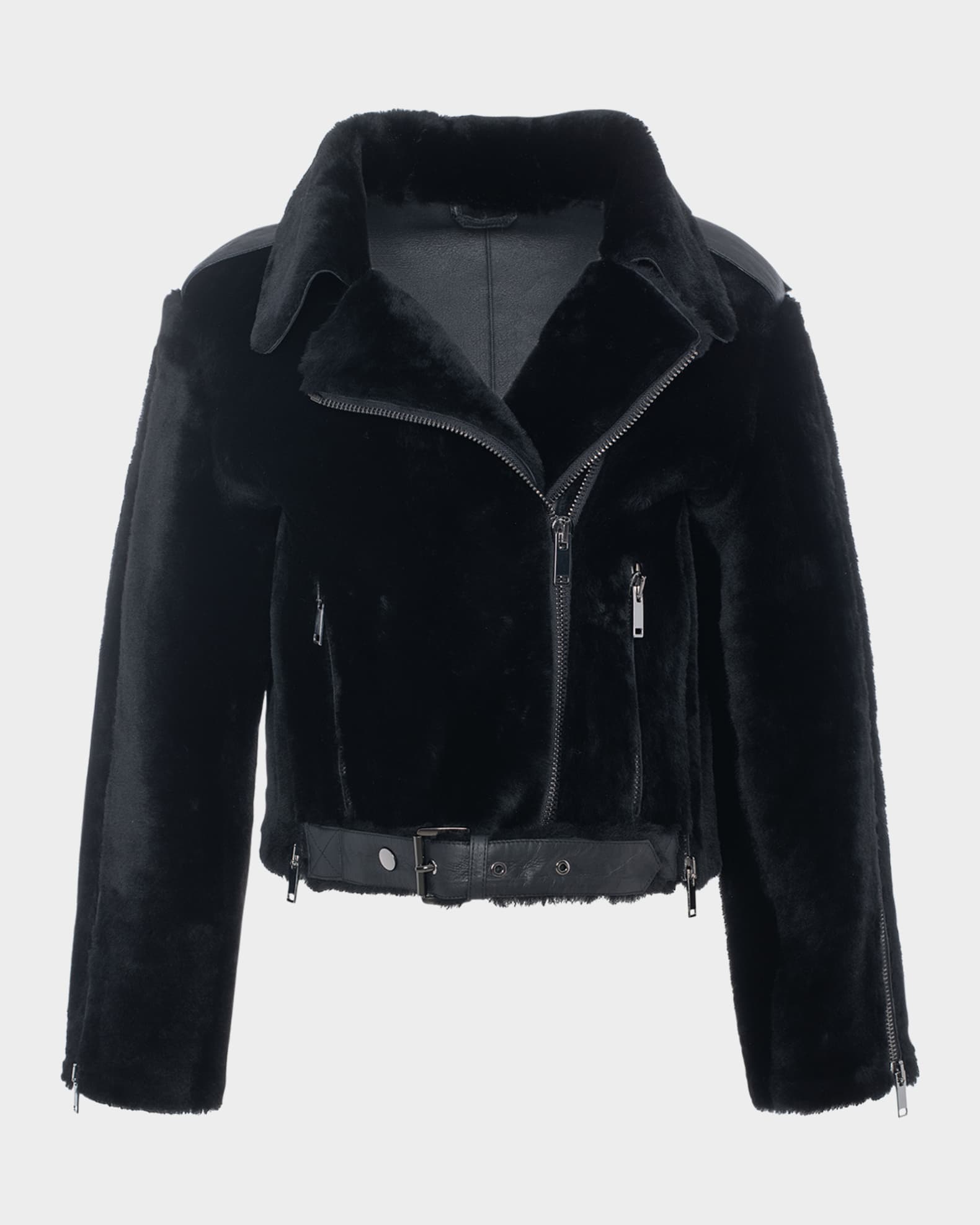 Gorski Shearling Lamb And Leather Moto Jacket | Neiman Marcus