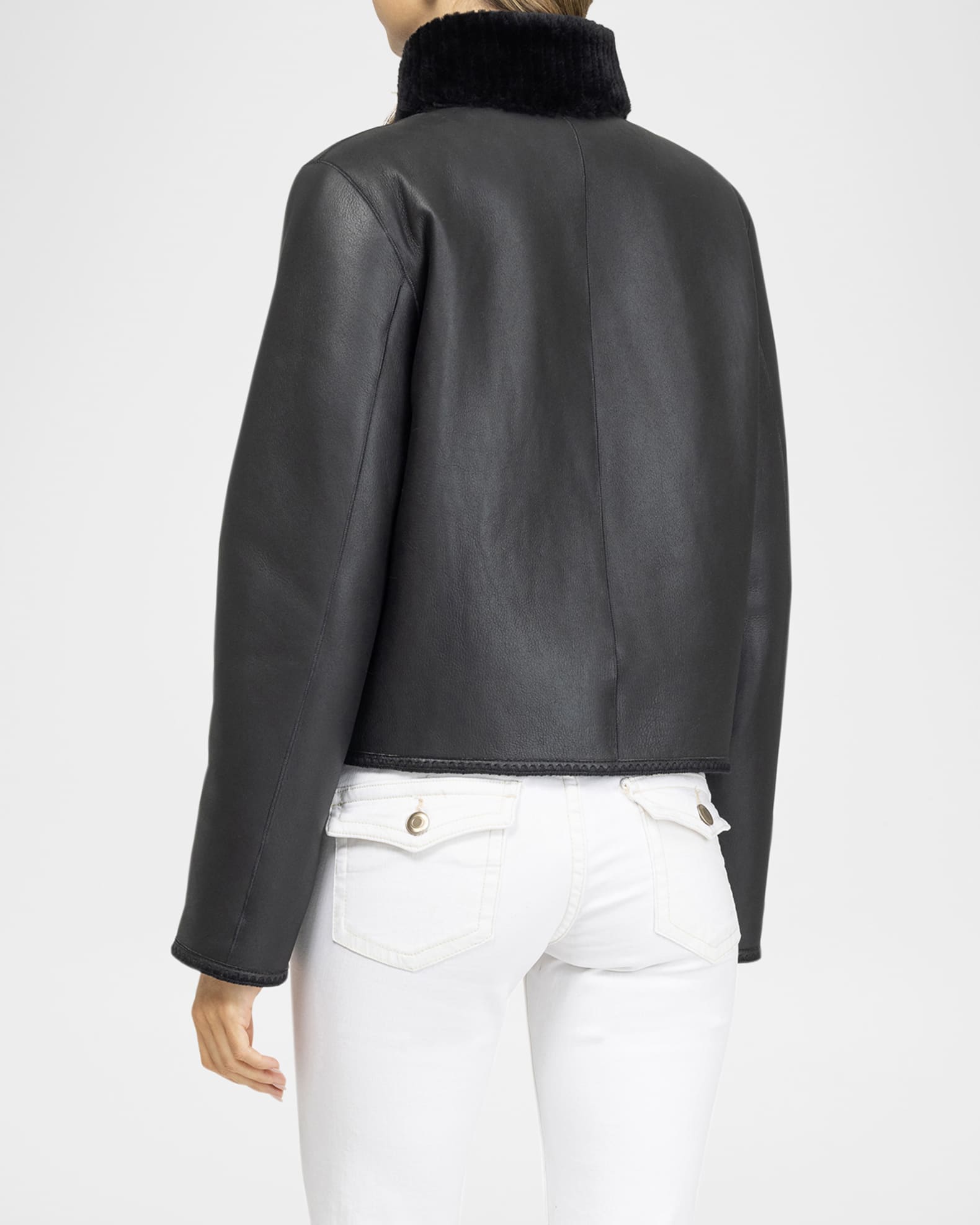 Gorski Reversible Merino Grooved Shearling Lamb Jacket With Embroidered ...