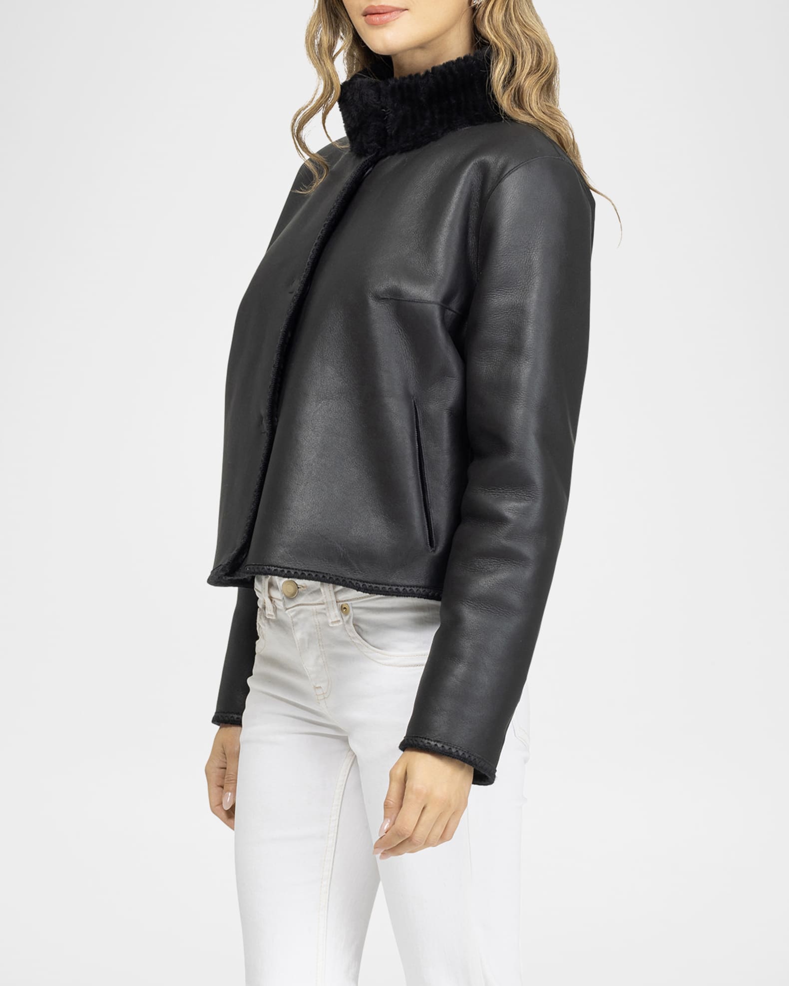 Gorski Reversible Merino Grooved Shearling Lamb Jacket With Embroidered ...