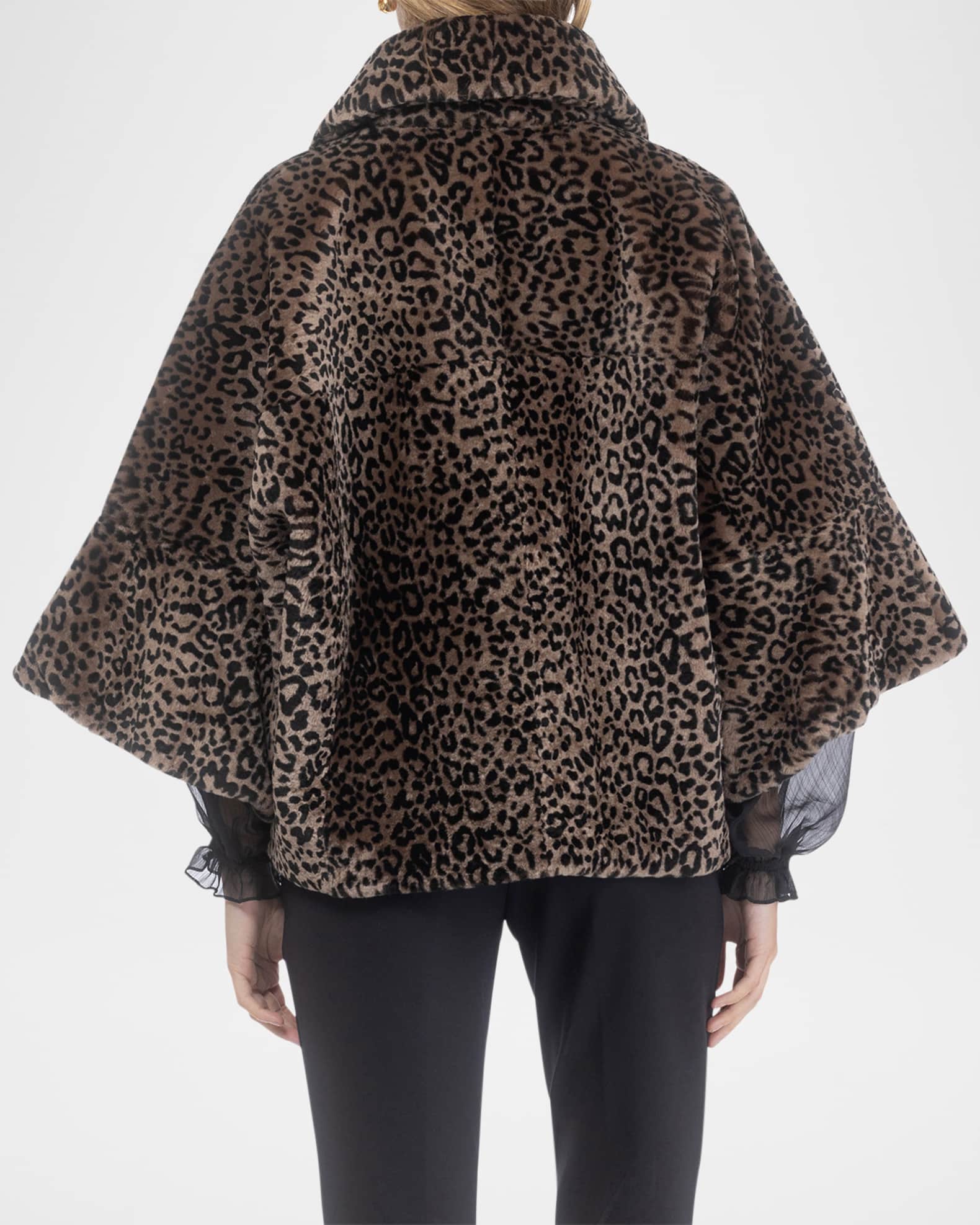 Gorski Leopard-Print Shearling Lamb Zip Jacket With Cropped Sleeves ...