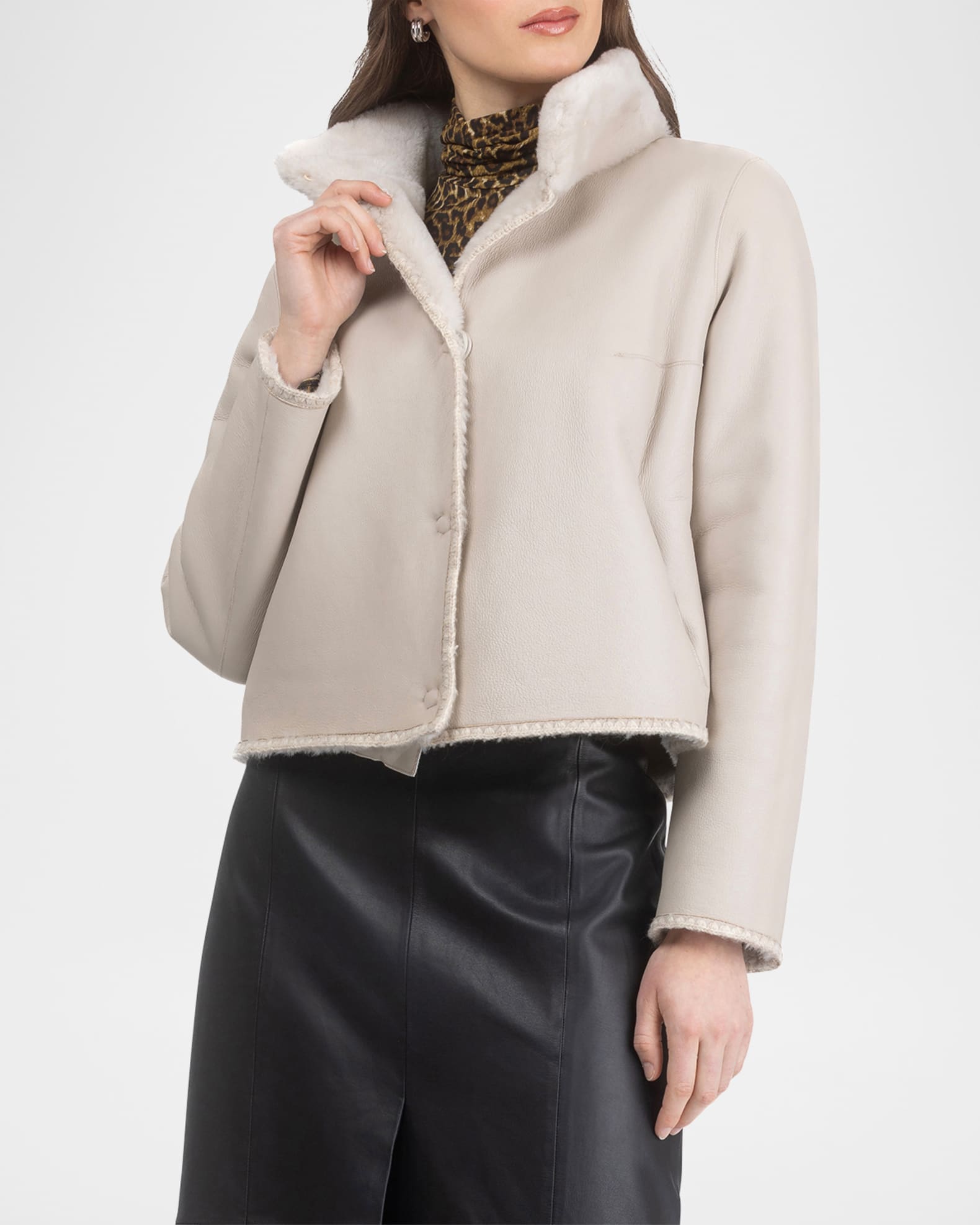 Gorski Reversible Merino Shearling Lamb Jacket With Embroidered Edges ...
