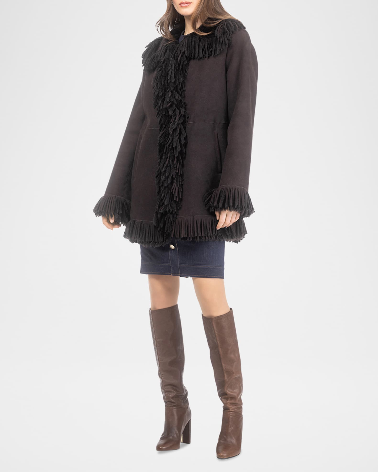 Gorski Merino Shearling Lamb Jacket With Fringes | Neiman Marcus
