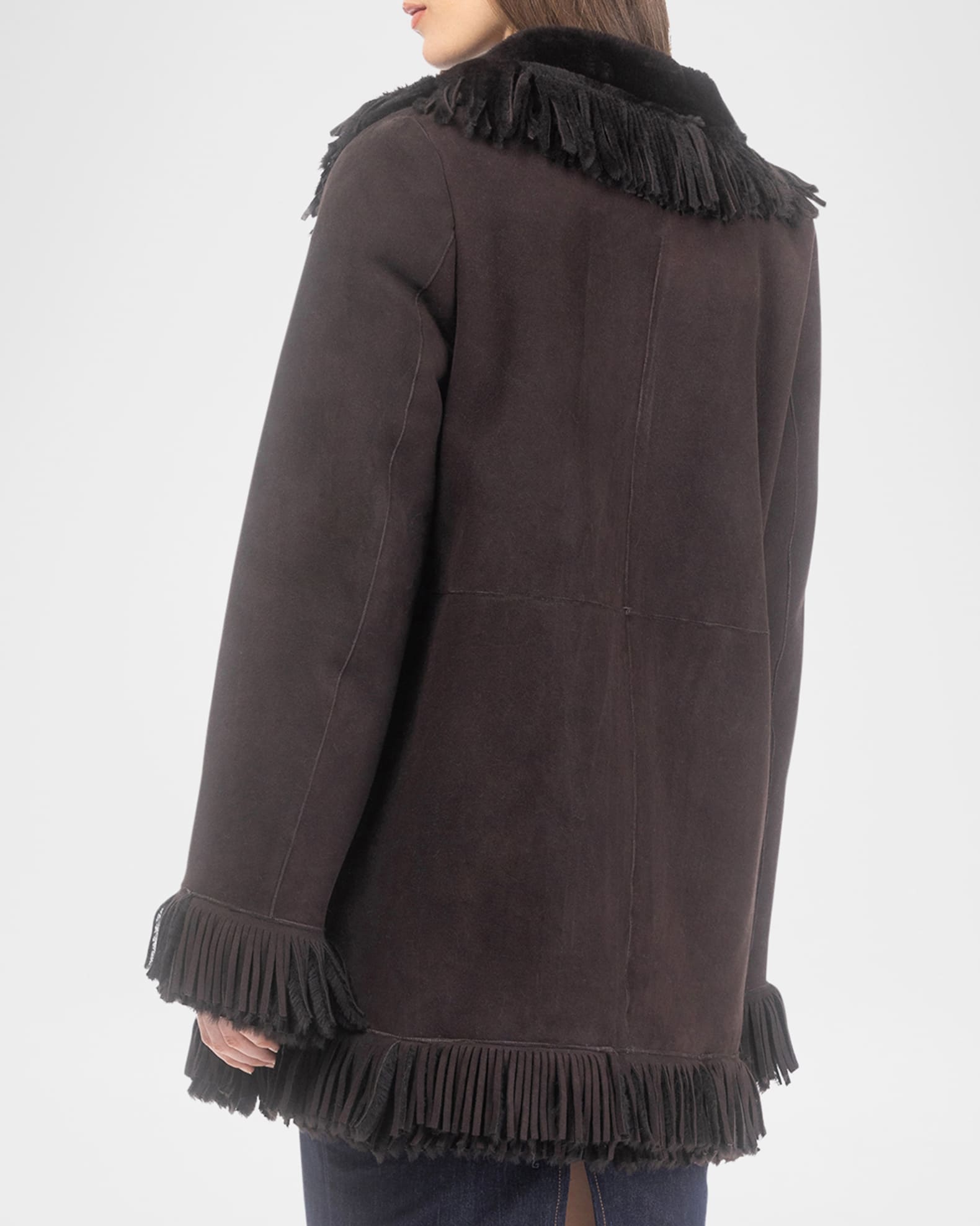Gorski Merino Shearling Lamb Jacket With Fringes | Neiman Marcus