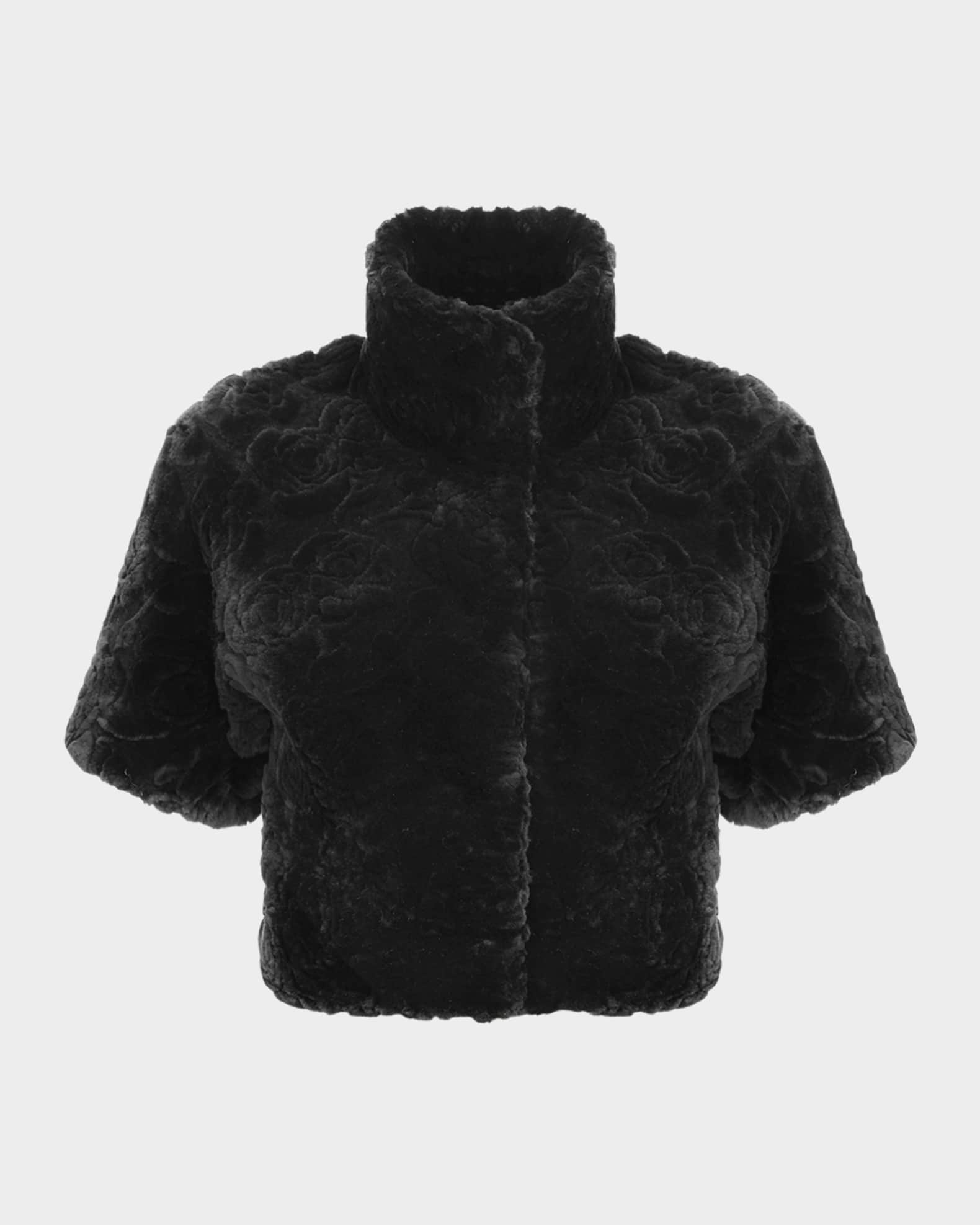Gorski Rose Printed Select Lamb Shearling Bolero Jacket | Neiman Marcus