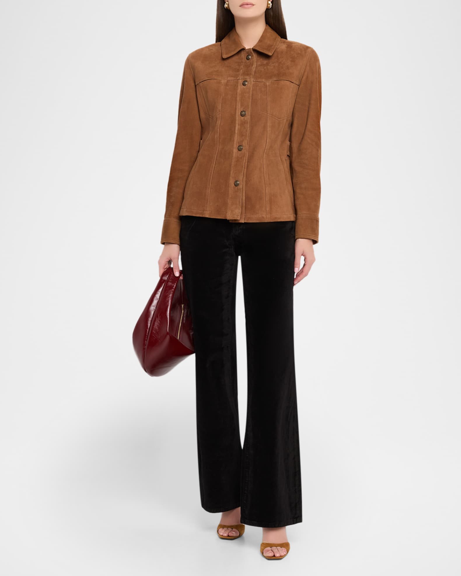 Kobi Halperin Darius Button-Down Suede Blouse | Neiman Marcus