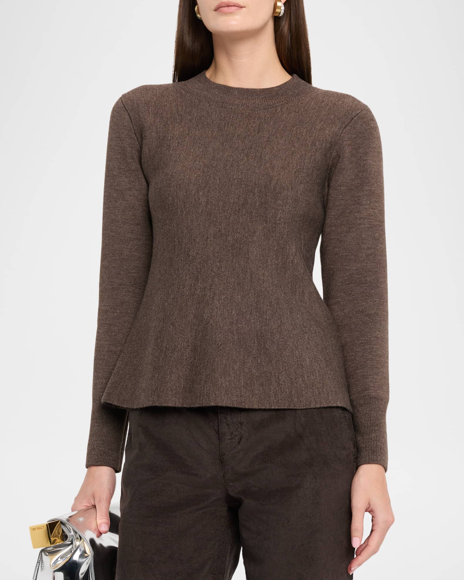 Kobi Halperin Knott Flare-Hem Melange Knit Sweater | Neiman Marcus