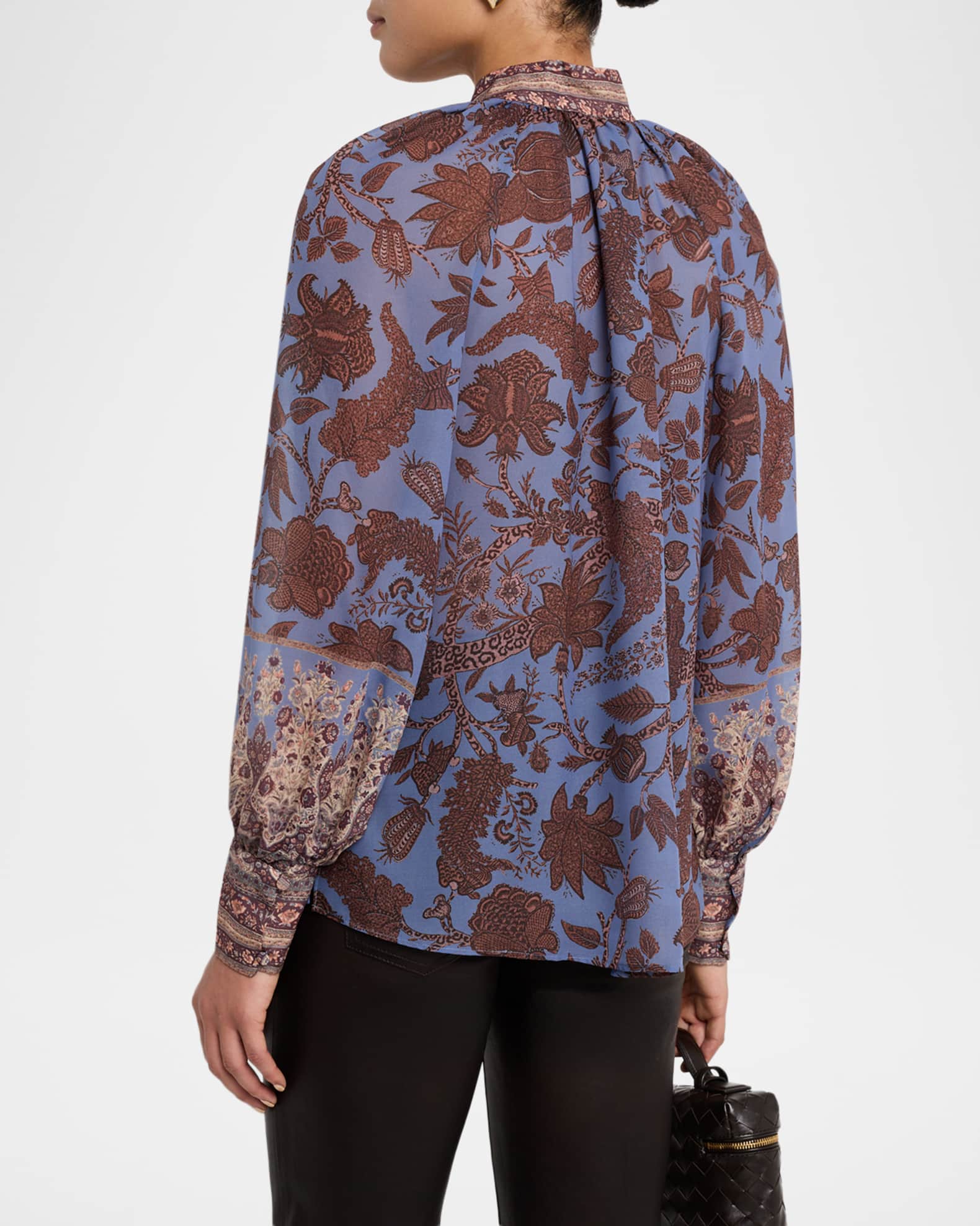 Kobi Halperin Solace Ruched Floral-Print Blouse | Neiman Marcus
