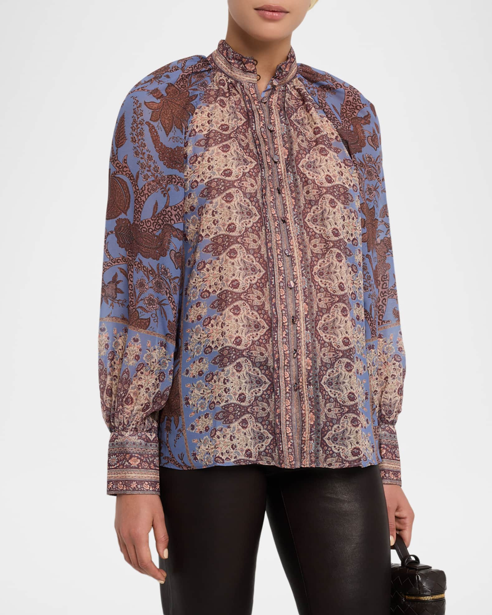 Kobi Halperin Solace Ruched Floral-Print Blouse | Neiman Marcus