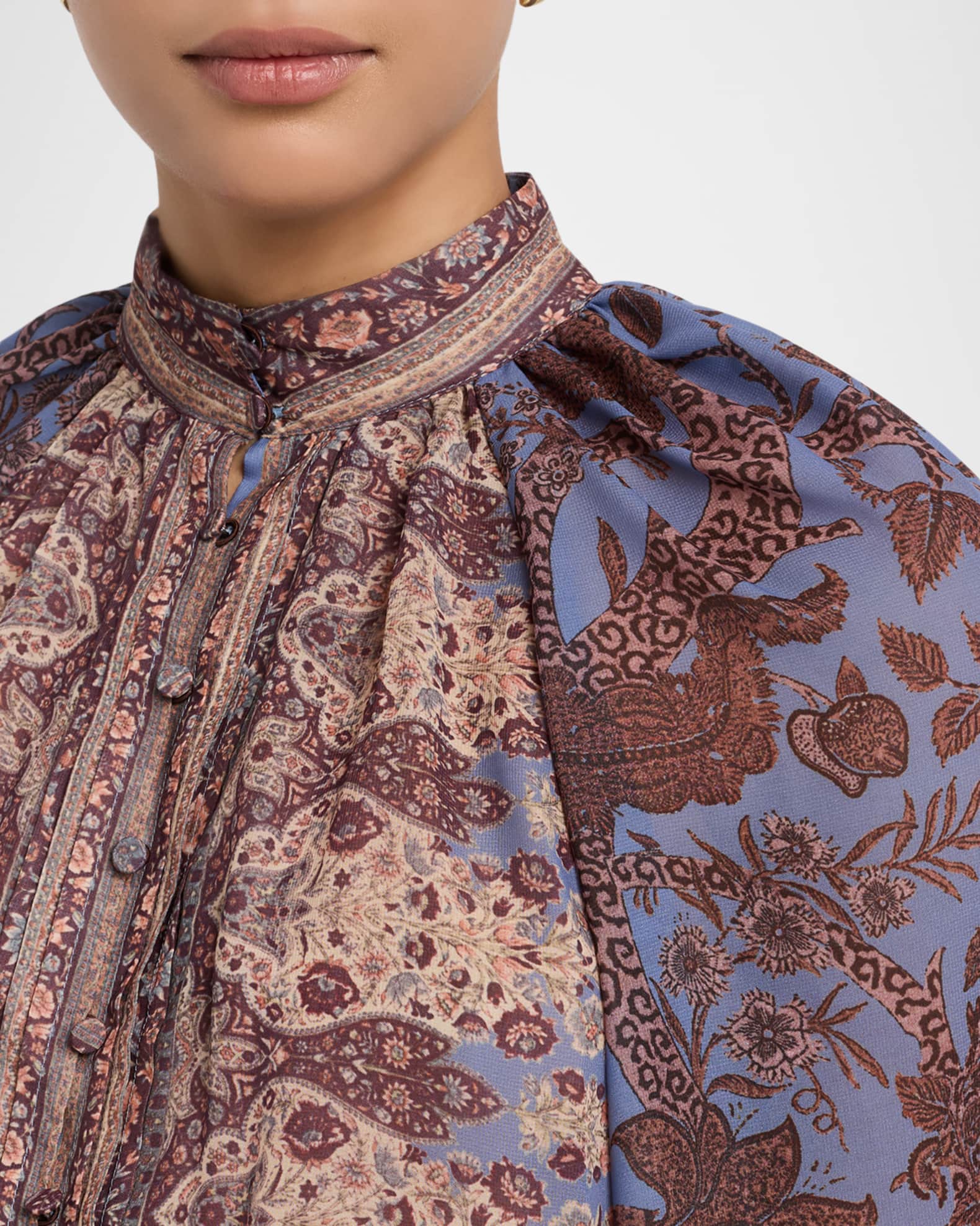 Kobi Halperin Solace Ruched Floral-Print Blouse | Neiman Marcus