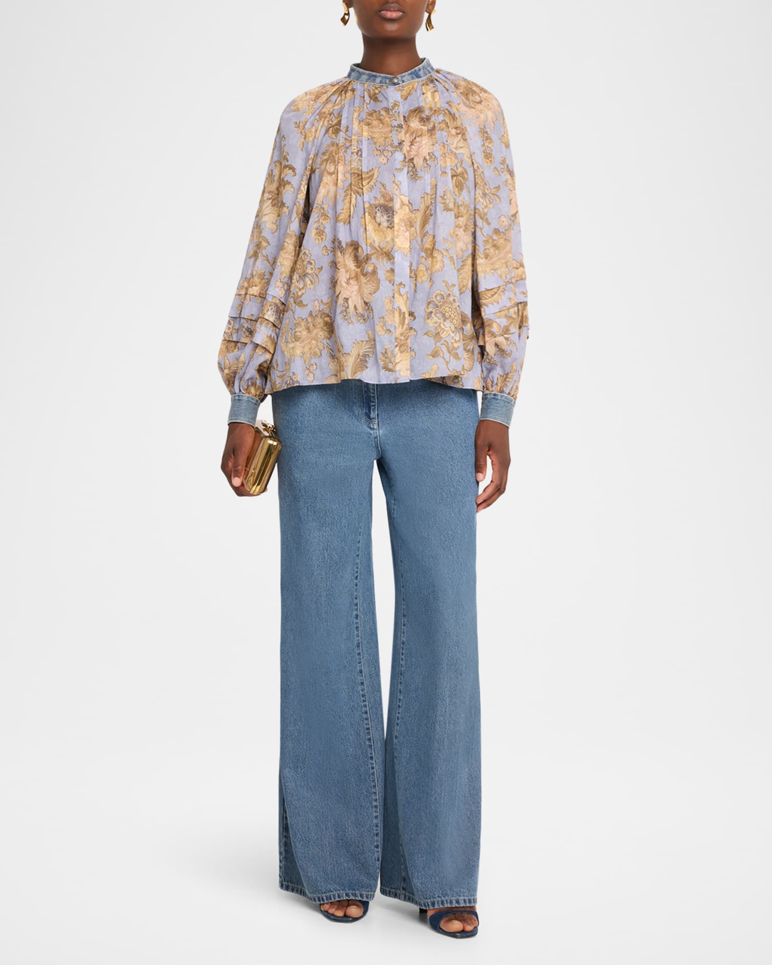 Kobi Halperin Effie Wide-Leg Cotton Denim Pants | Neiman Marcus