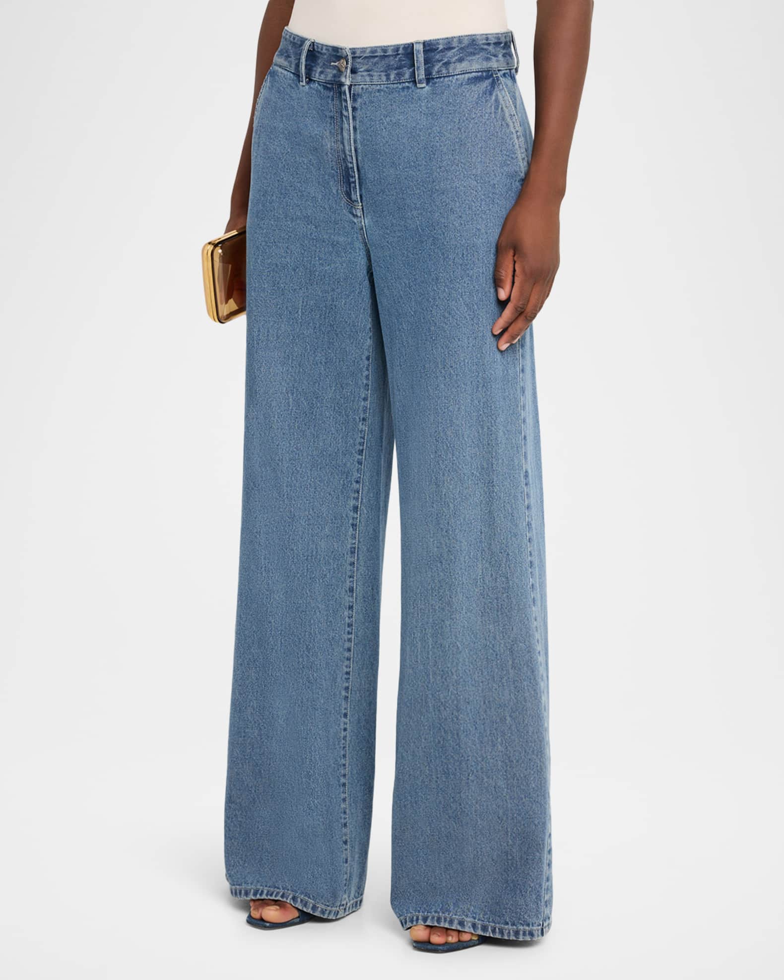 Kobi Halperin Effie Wide-Leg Cotton Denim Pants | Neiman Marcus