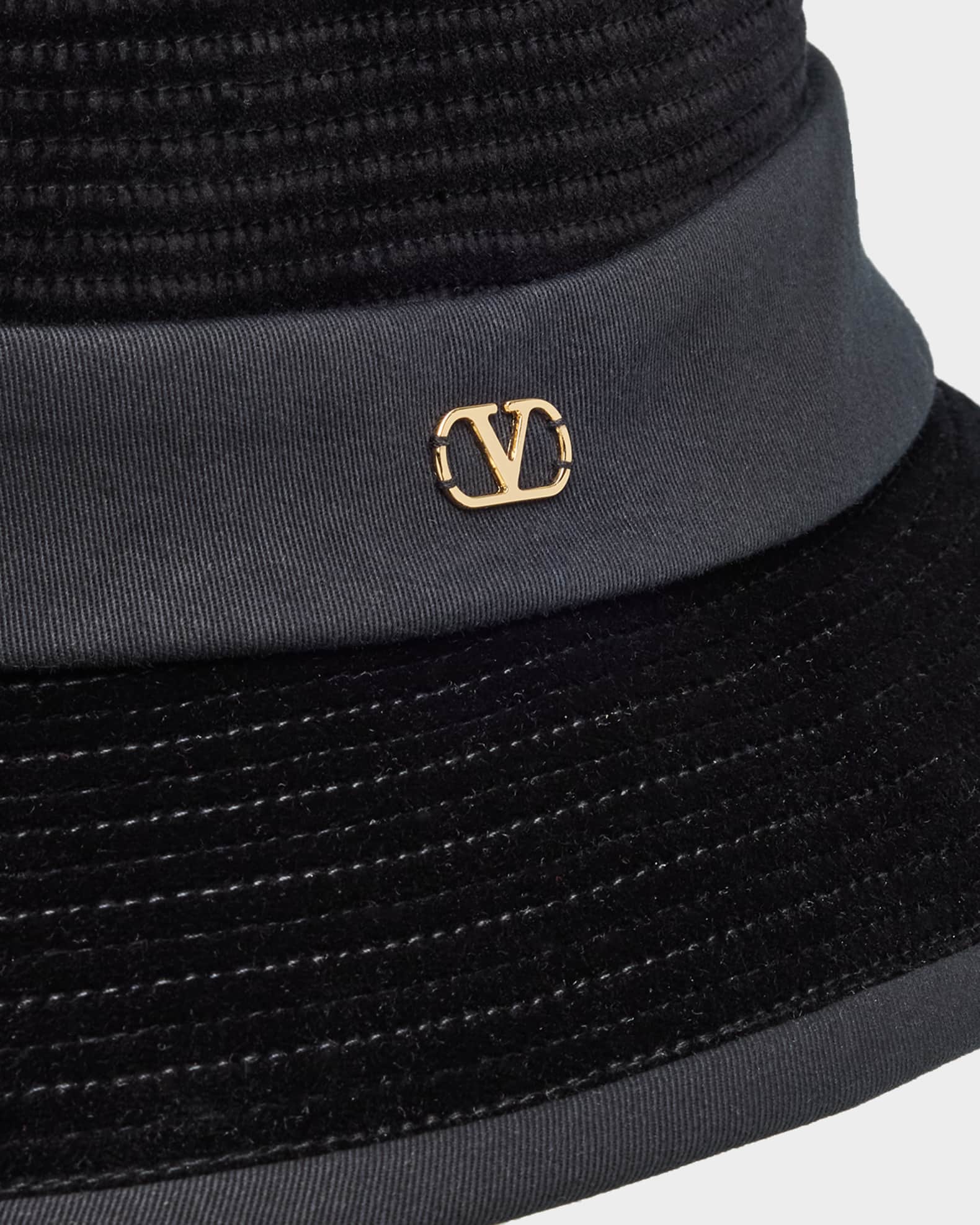 Valentino Garavani Men's VLogo Velvet Fedora Hat | Neiman Marcus